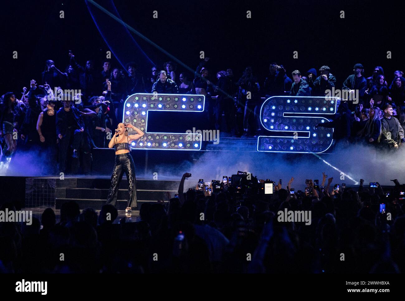 Becky Hill and Chase & Status performing live at the 2024 BRIT awards ...