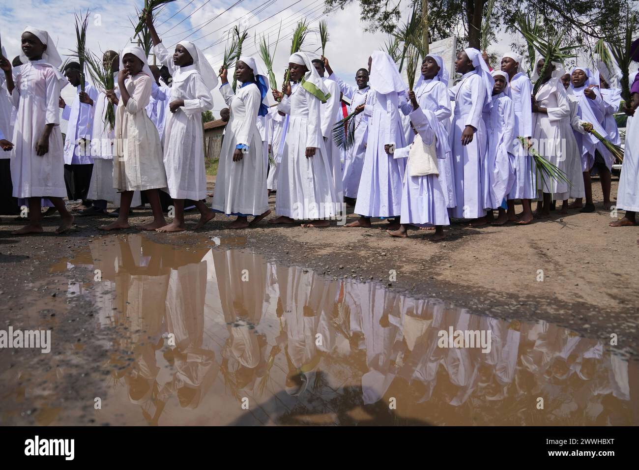 Christian faithful of the Legio Maria African Mission take part in the ...