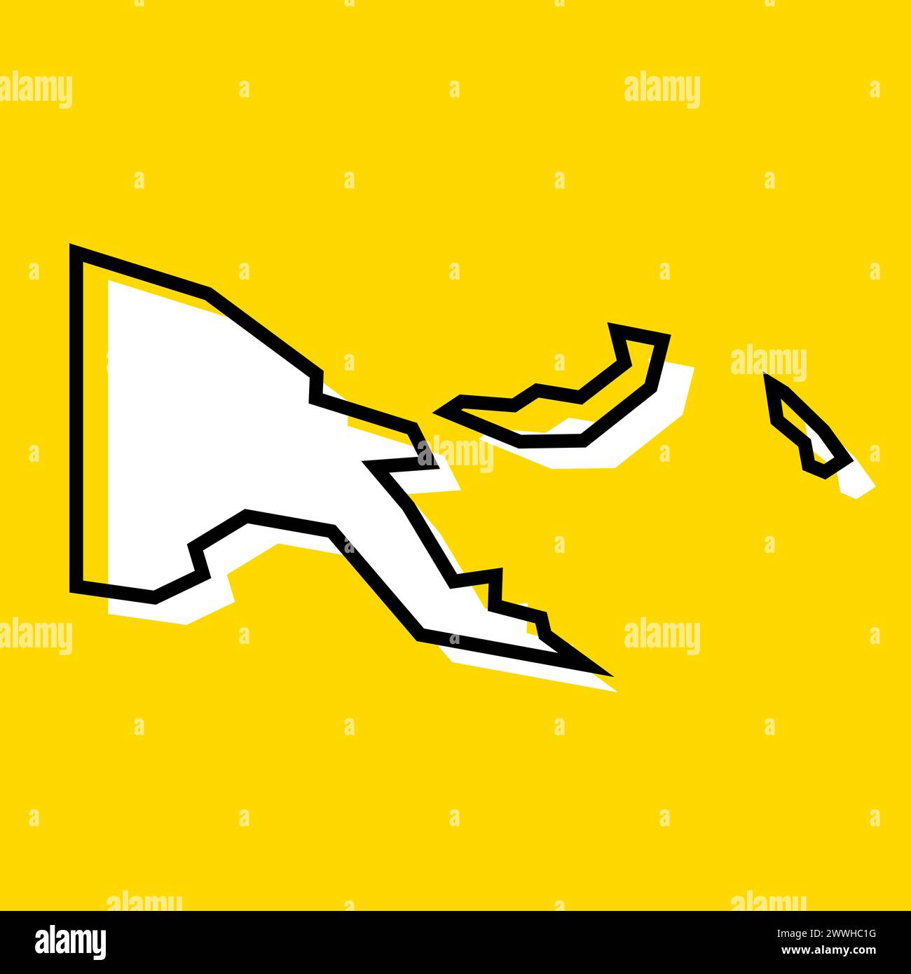 Papua New Guinea country simplified map. White silhouette with thick ...