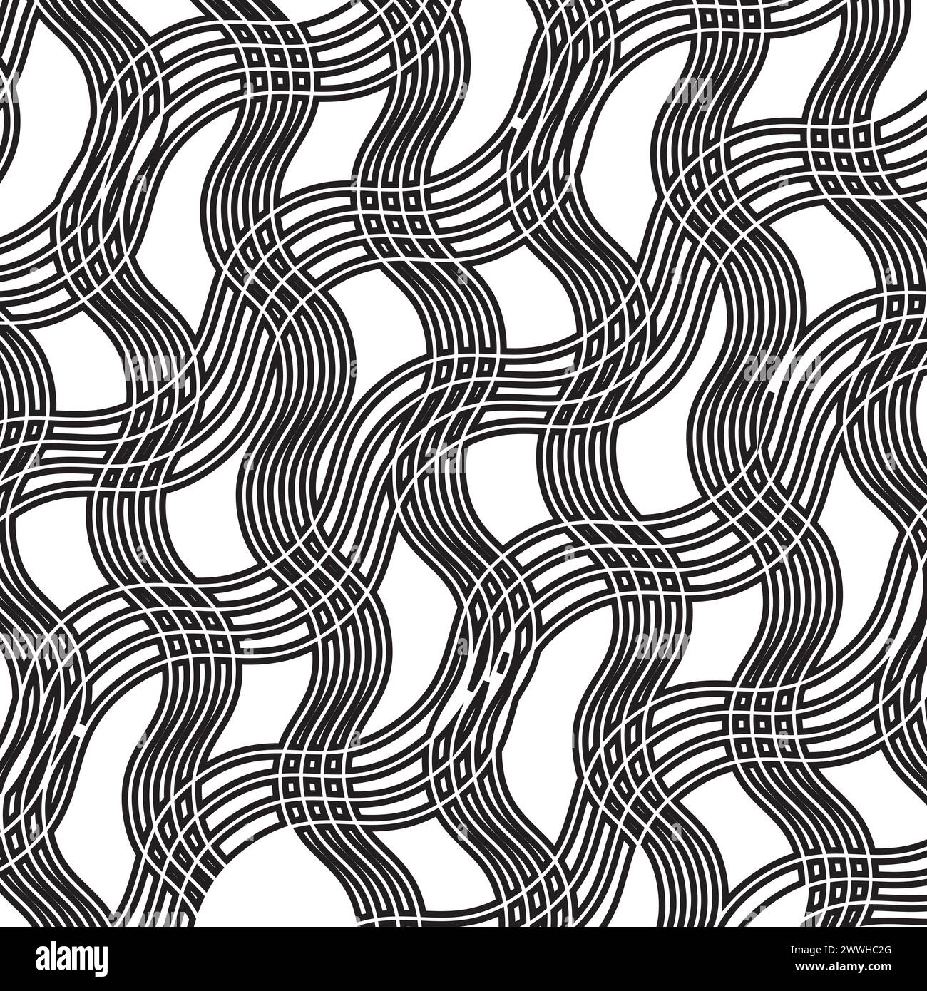 Seamless monochrome zigzag pattern design. Abstract interlaced ...
