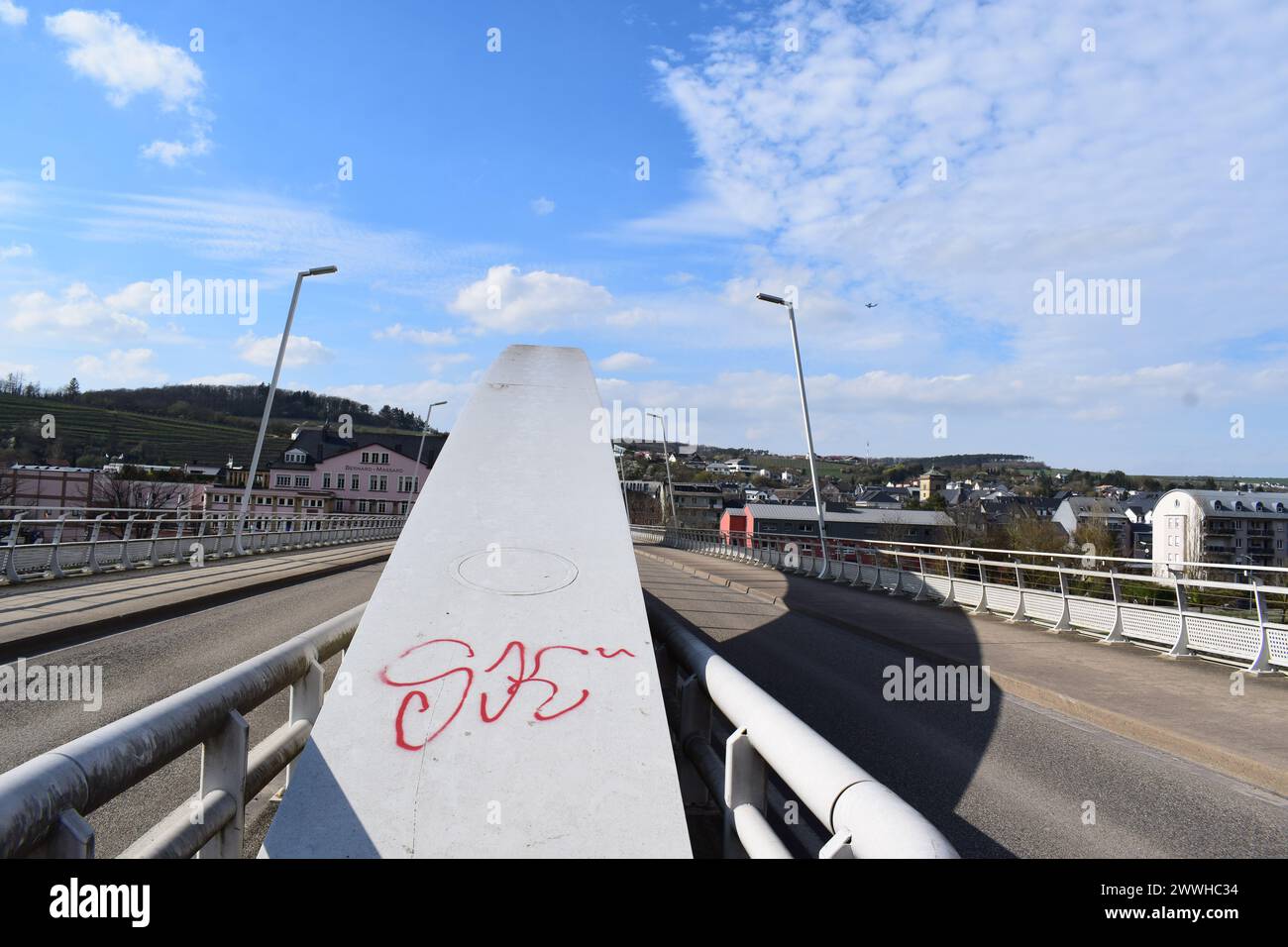 cross border bridge from Germany to Luxembourg at Grevenmacher Stock ...