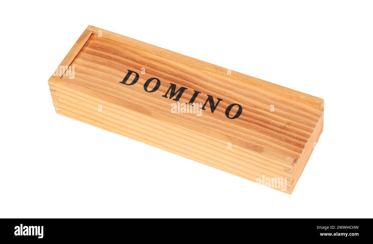 Wooden Domino box, isolated on a white background Stock Photo - Alamy