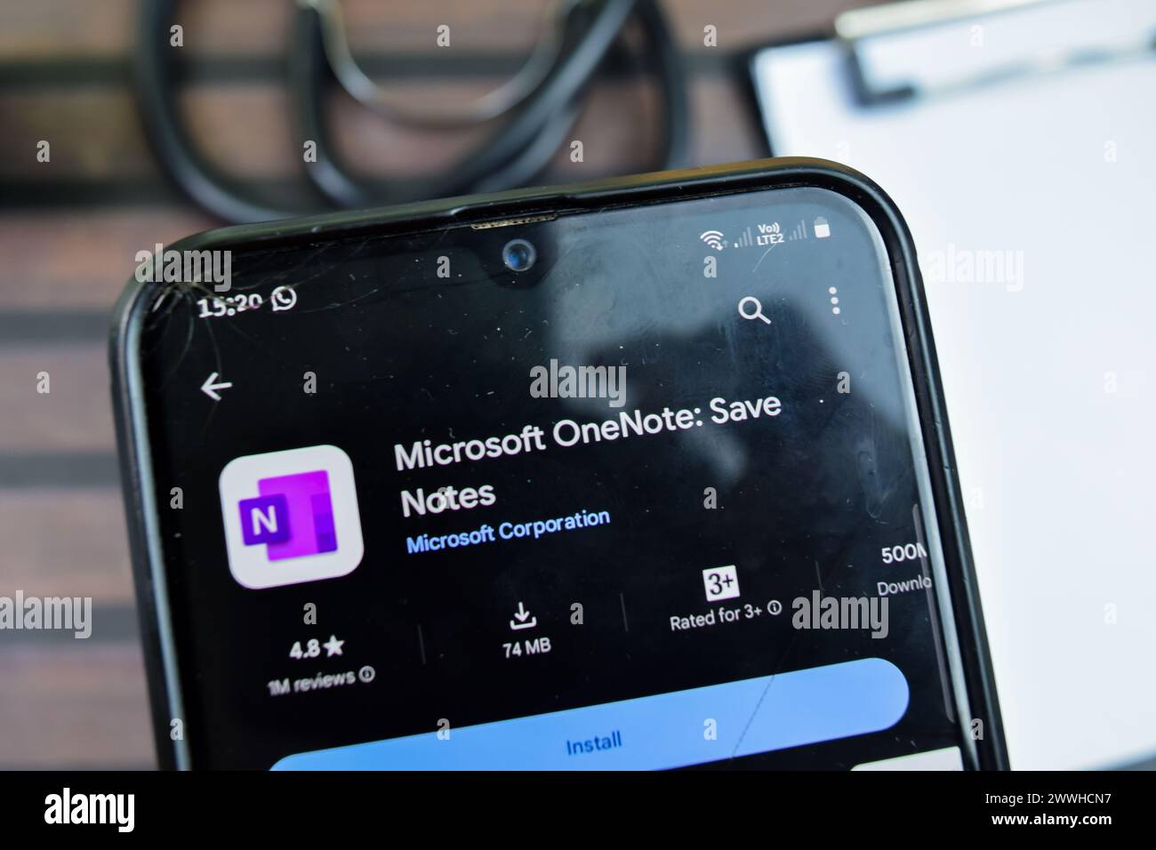 Microsoft OneNote application on Smartphone screen. Save Notes is a ...