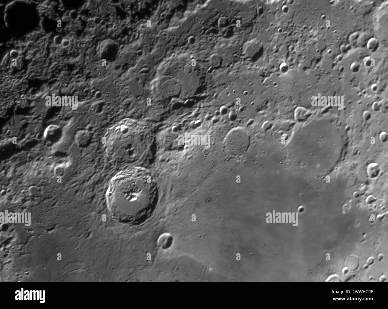 Moon surface with craters Theophilus, Cyrillus, Catharina and Madler as ...