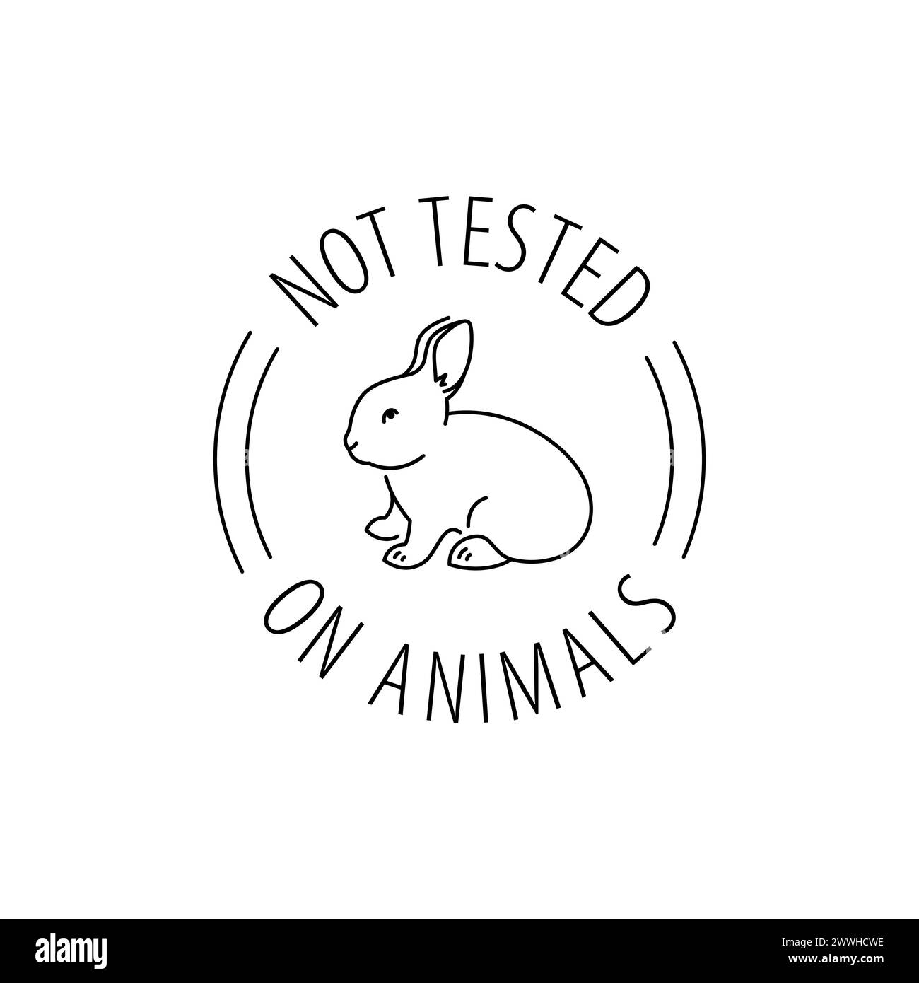 Cruelty free thin line icon. Not tested on animals outline logo sticker ...