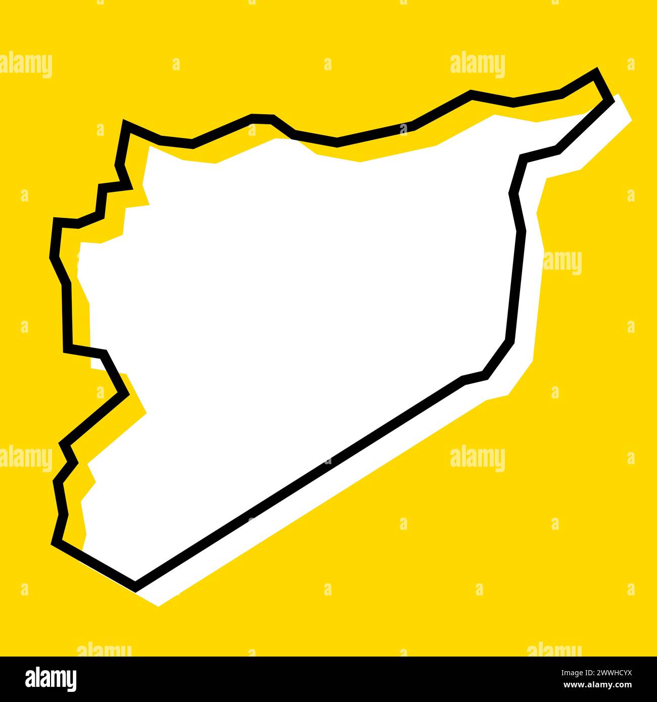 Syria country simplified map. White silhouette with thick black contour ...