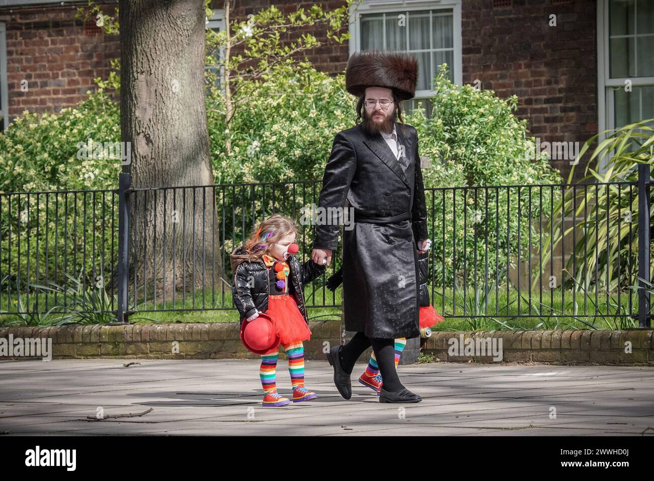 London, UK. 24th March, 2024. British Haredi Jews in north London ...