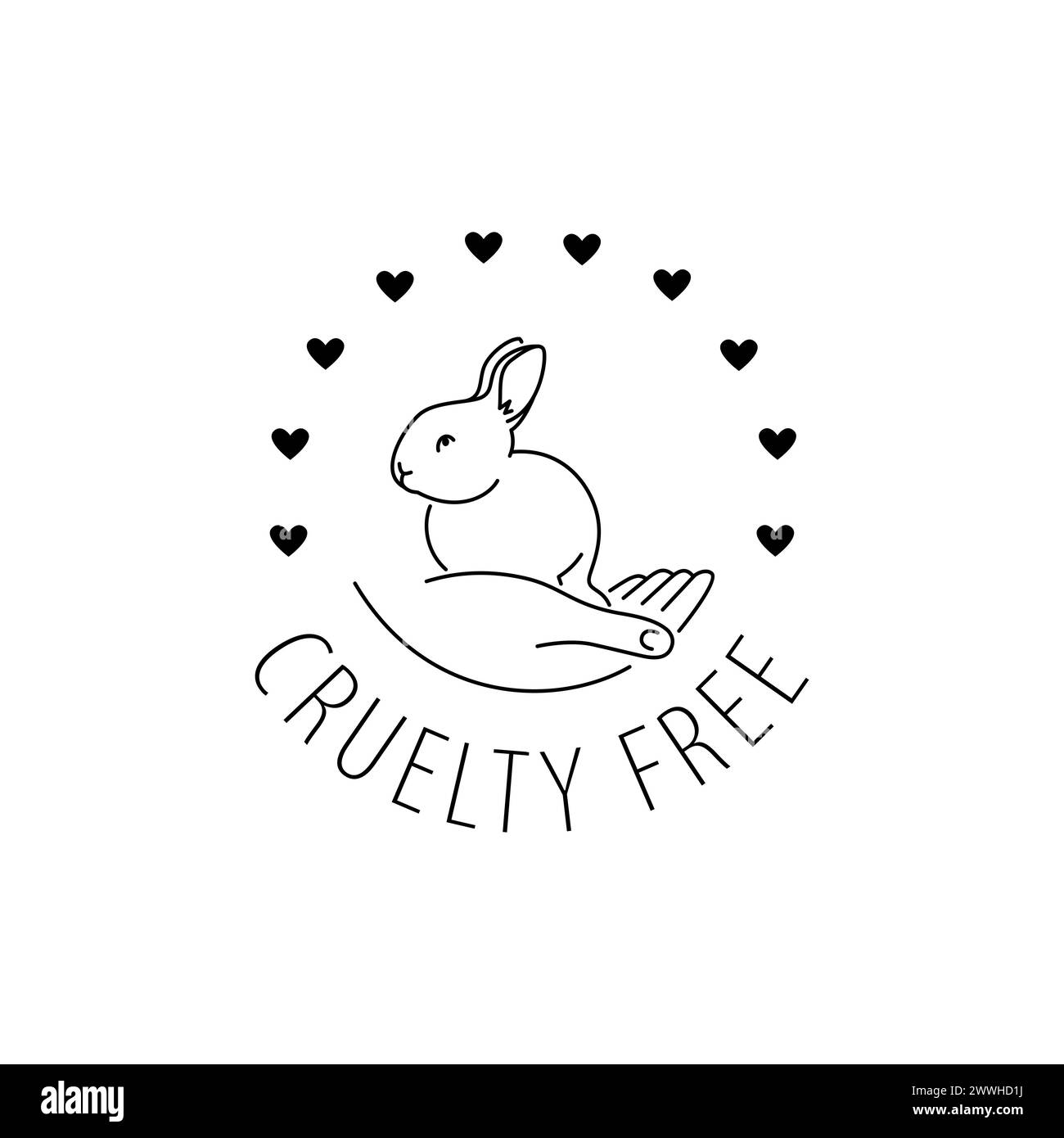 Cruelty free thin line icon. Not tested on animals outline logo sticker ...