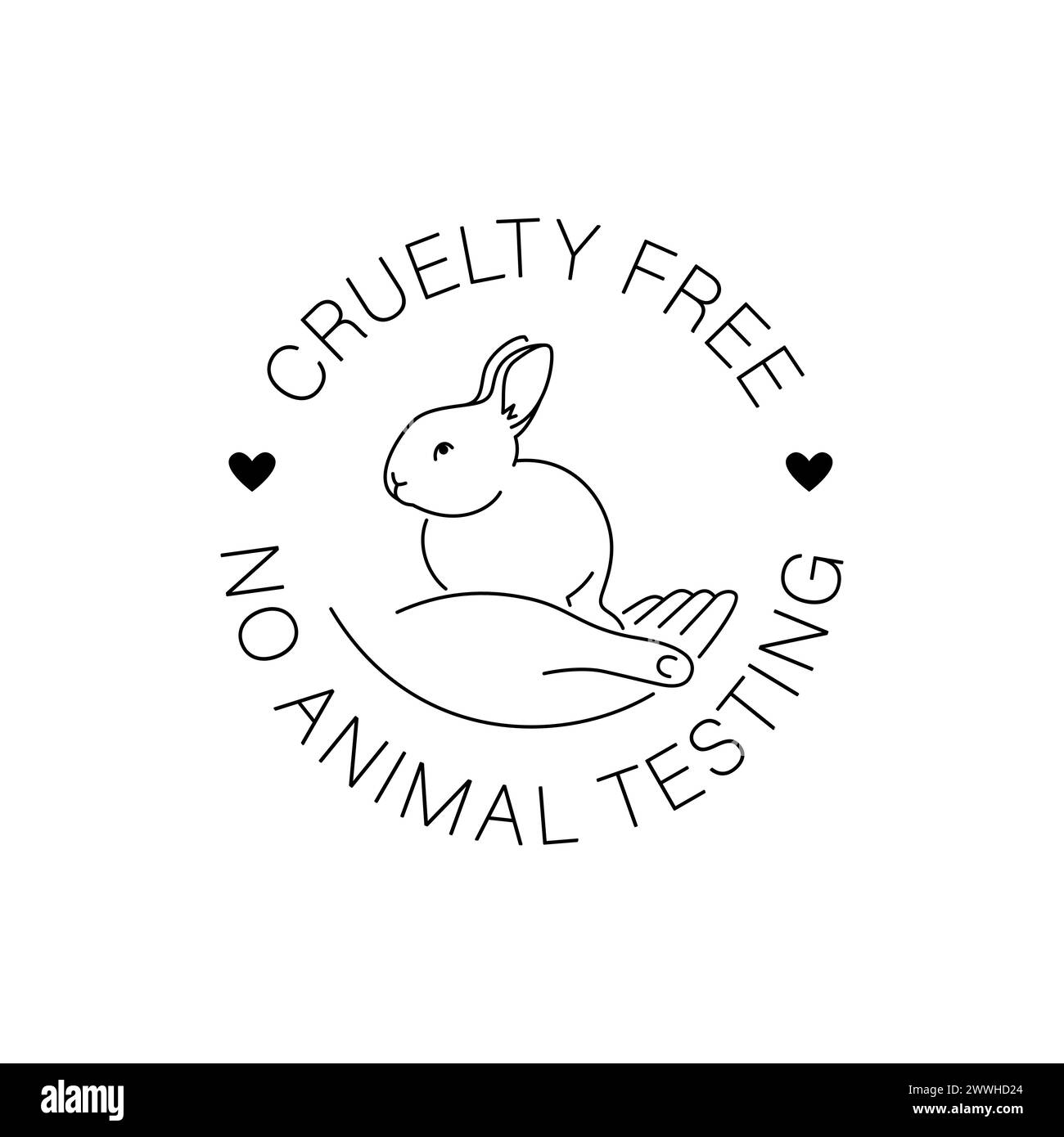 Cruelty free thin line icon. Not tested on animals outline logo sticker ...