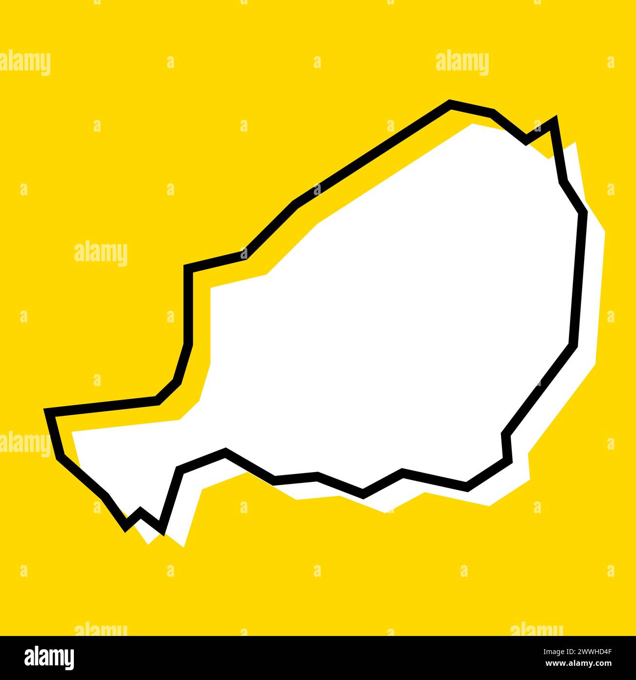 Niger country simplified map. White silhouette with thick black contour ...
