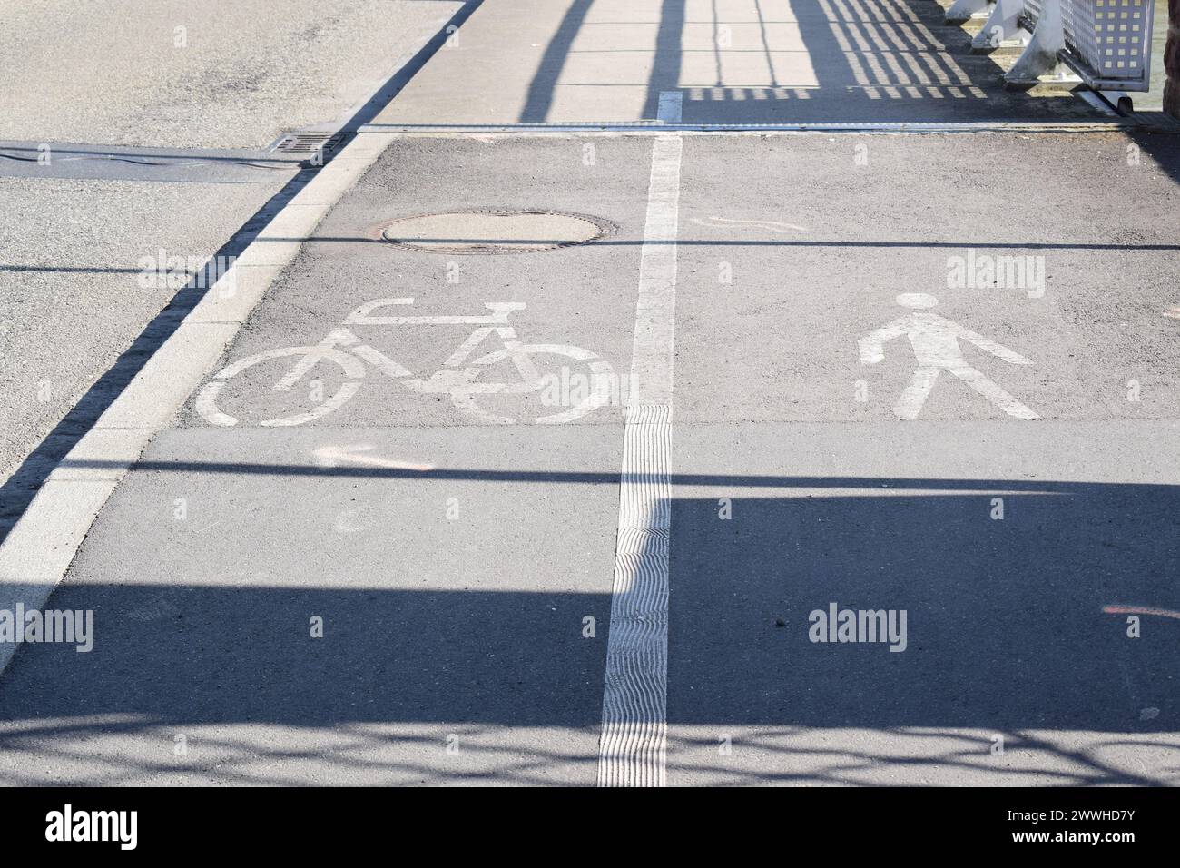 bike road lane and pedestrian lane Stock Photo - Alamy