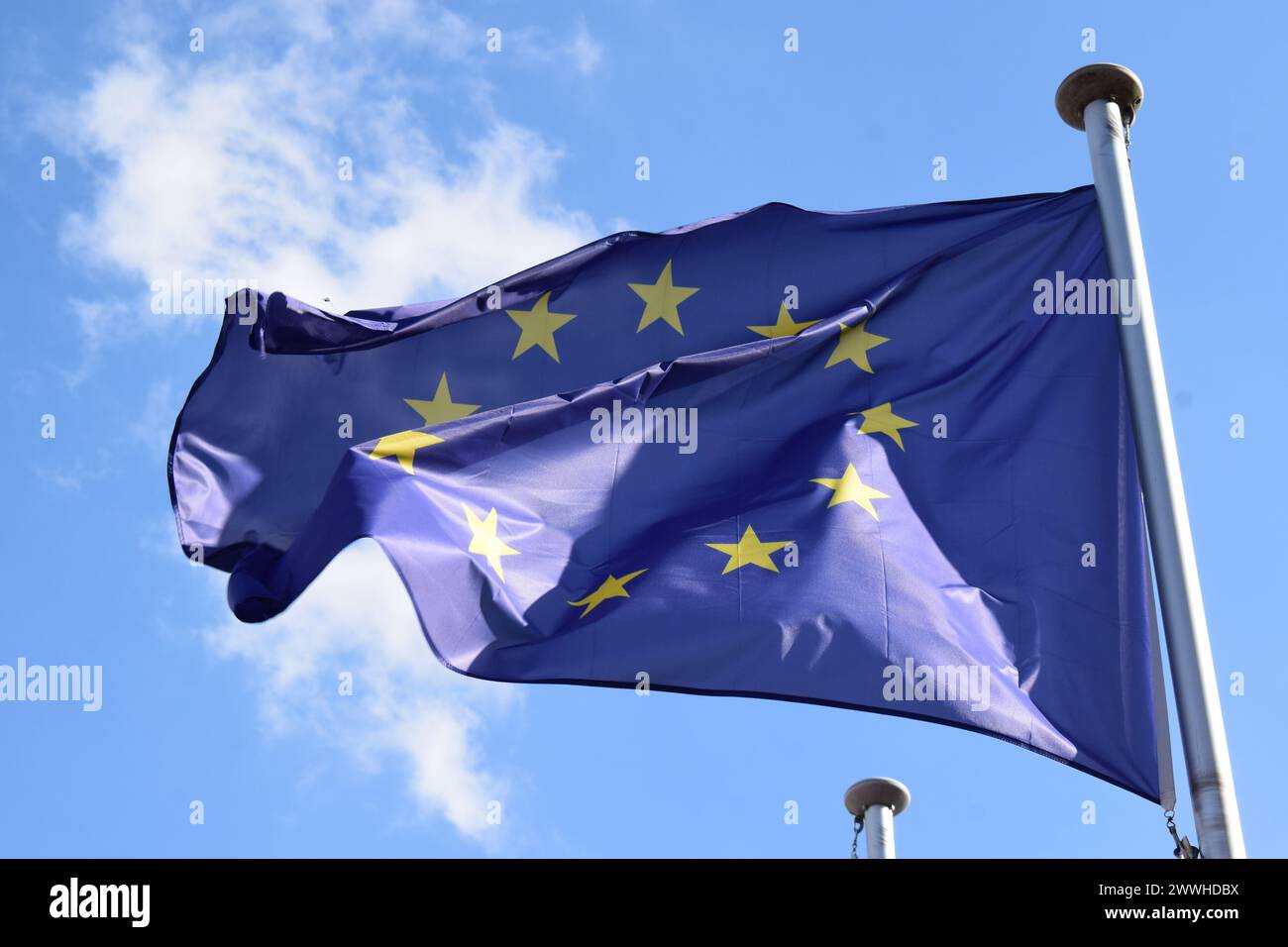 waving EU flag Stock Photo - Alamy