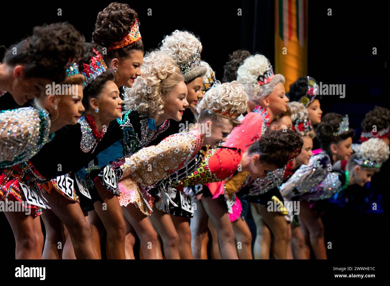 Competitors during the first day of the World Irish Dance Championships ...