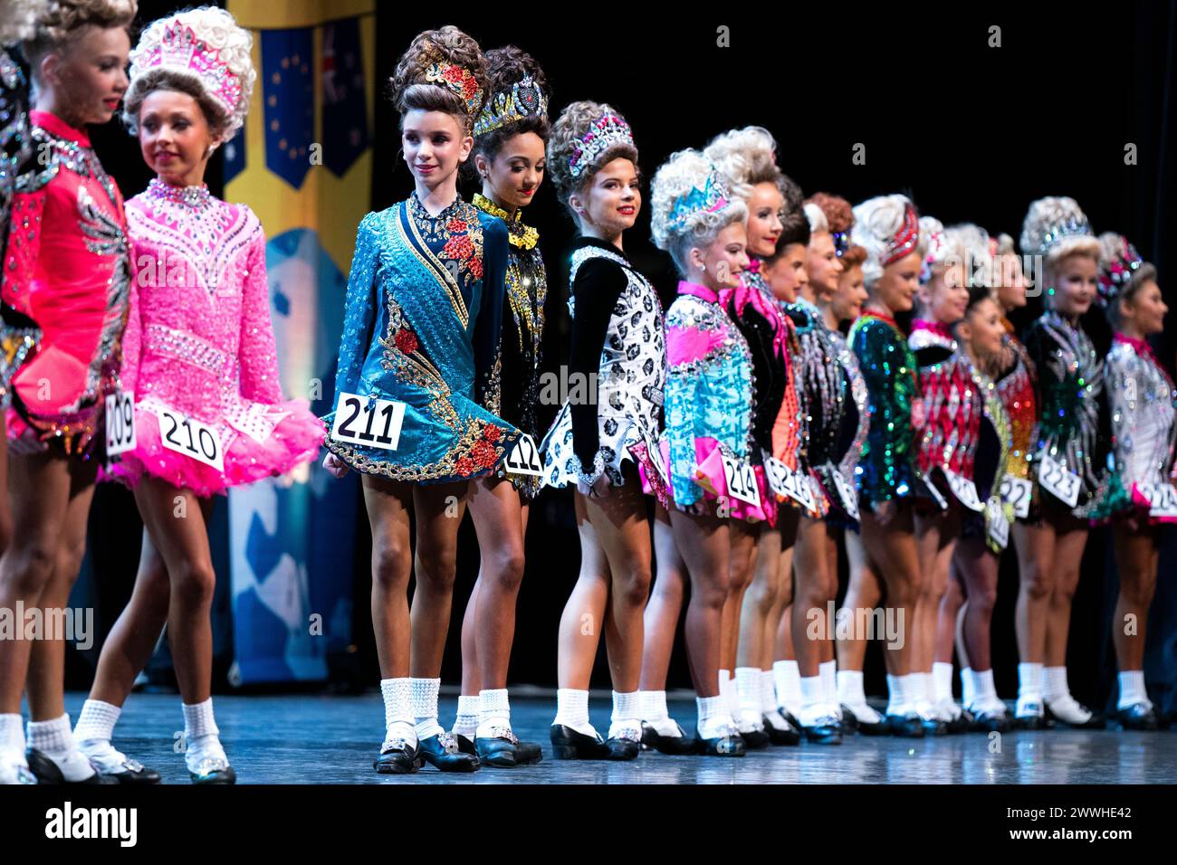 Competitors during the first day of the World Irish Dance Championships ...