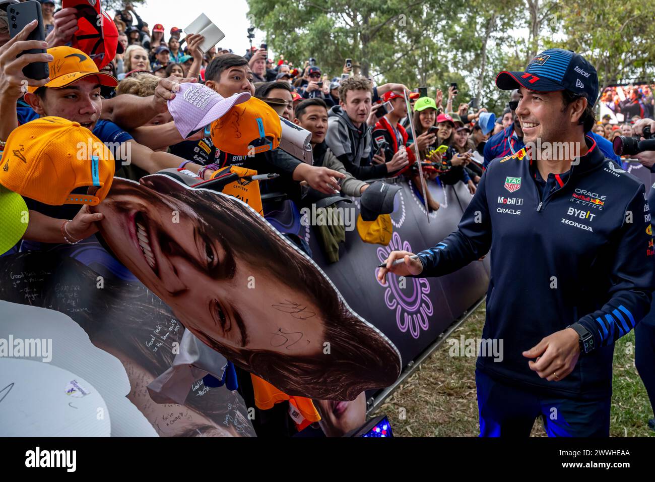 Melbourne, Australia, March 24, Sergio Perez, from Mexico competes for ...