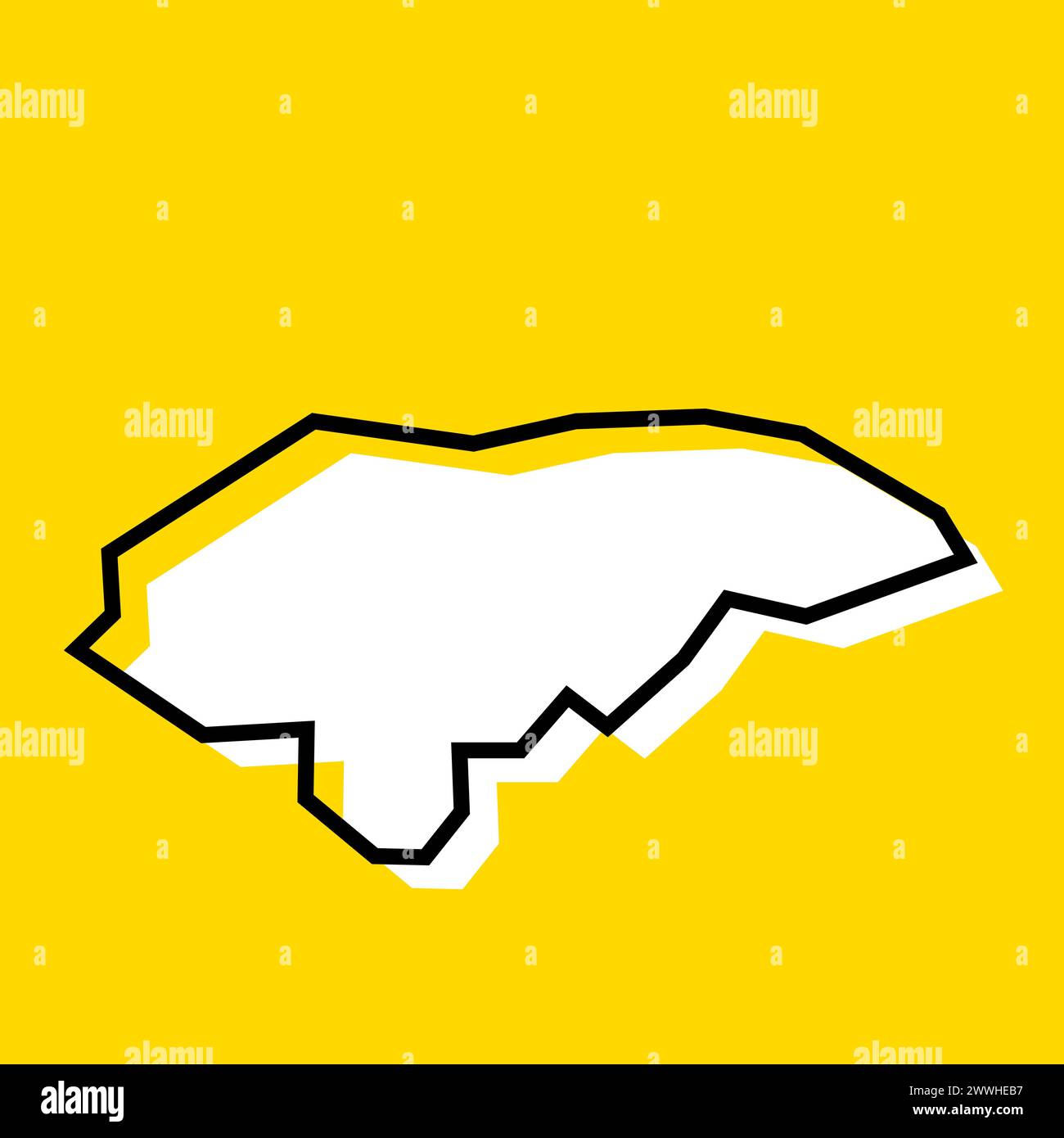 Honduras country simplified map. White silhouette with thick black ...