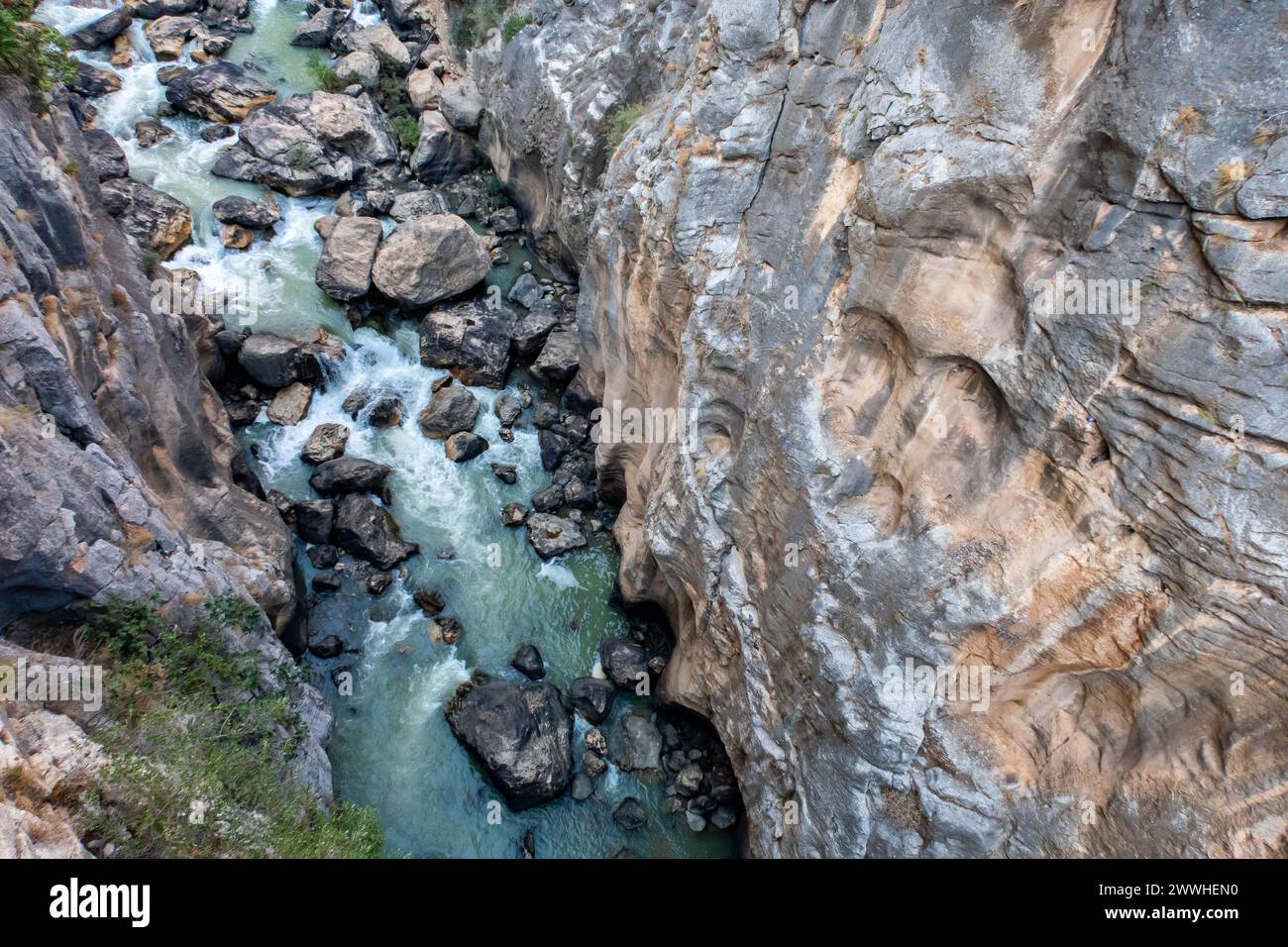 El Caminito del Rey in El Chorro gorge, Spain, view from above of the ...