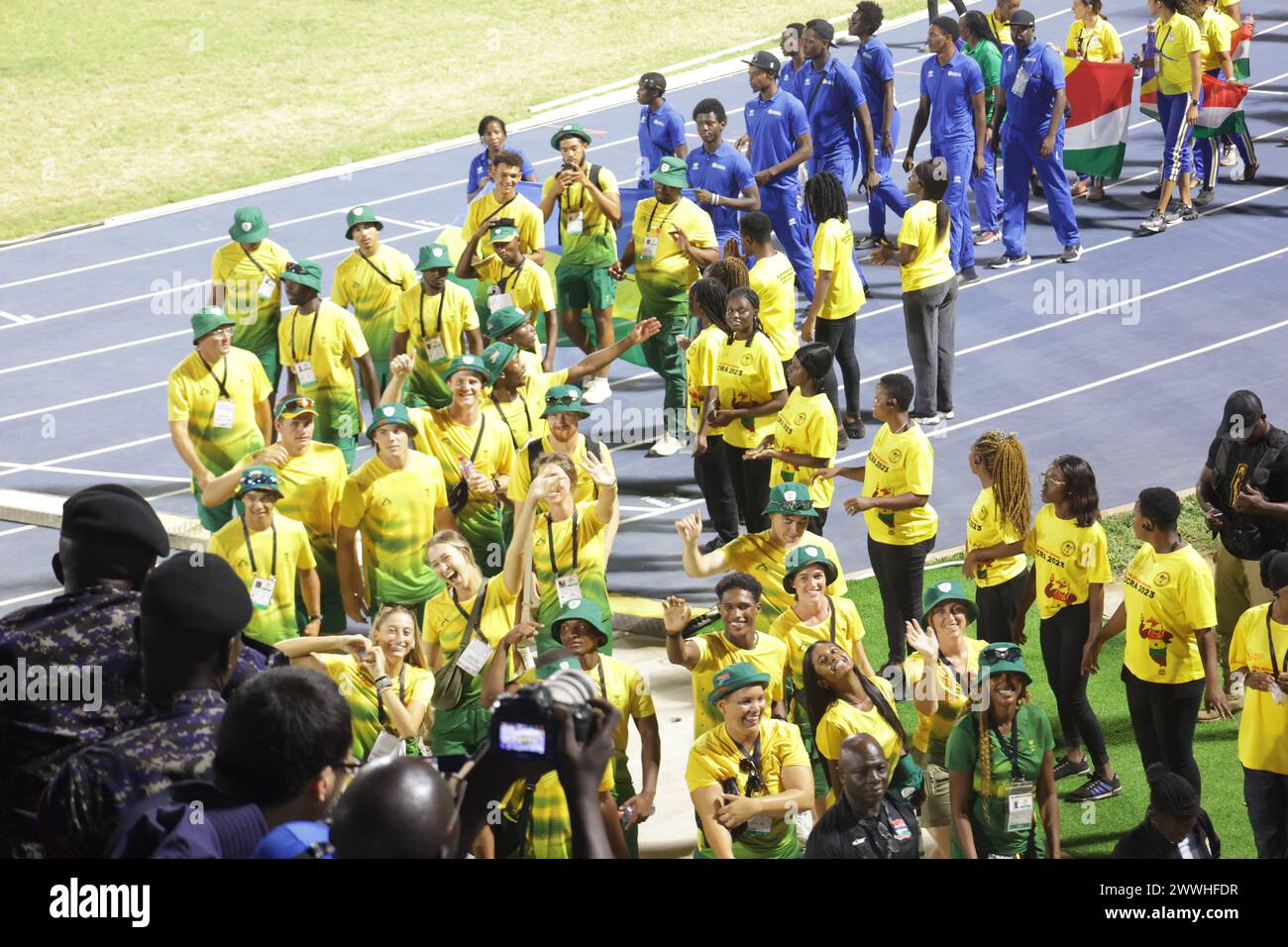 Accra, Ghana. 23rd Mar, 2024. Athletes parade at the closing ceremony ...