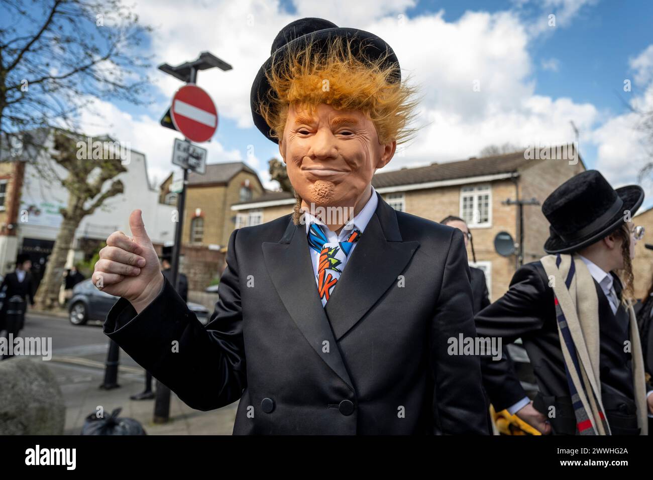 London, UK. 24 March 2024. A youngster in Stamford Hill, north London ...
