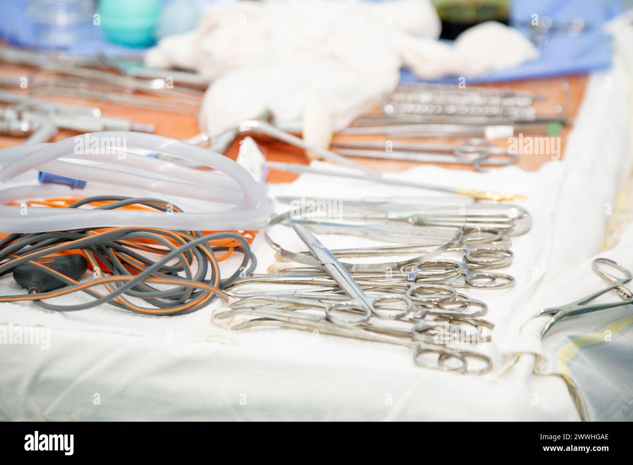 Medical instruments in the surgical operating room before surgery Stock ...