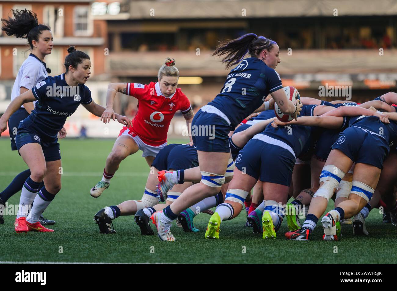 Cardiff, Wales. 23rd March 2024. Evie Gallagher makes a break from the ...