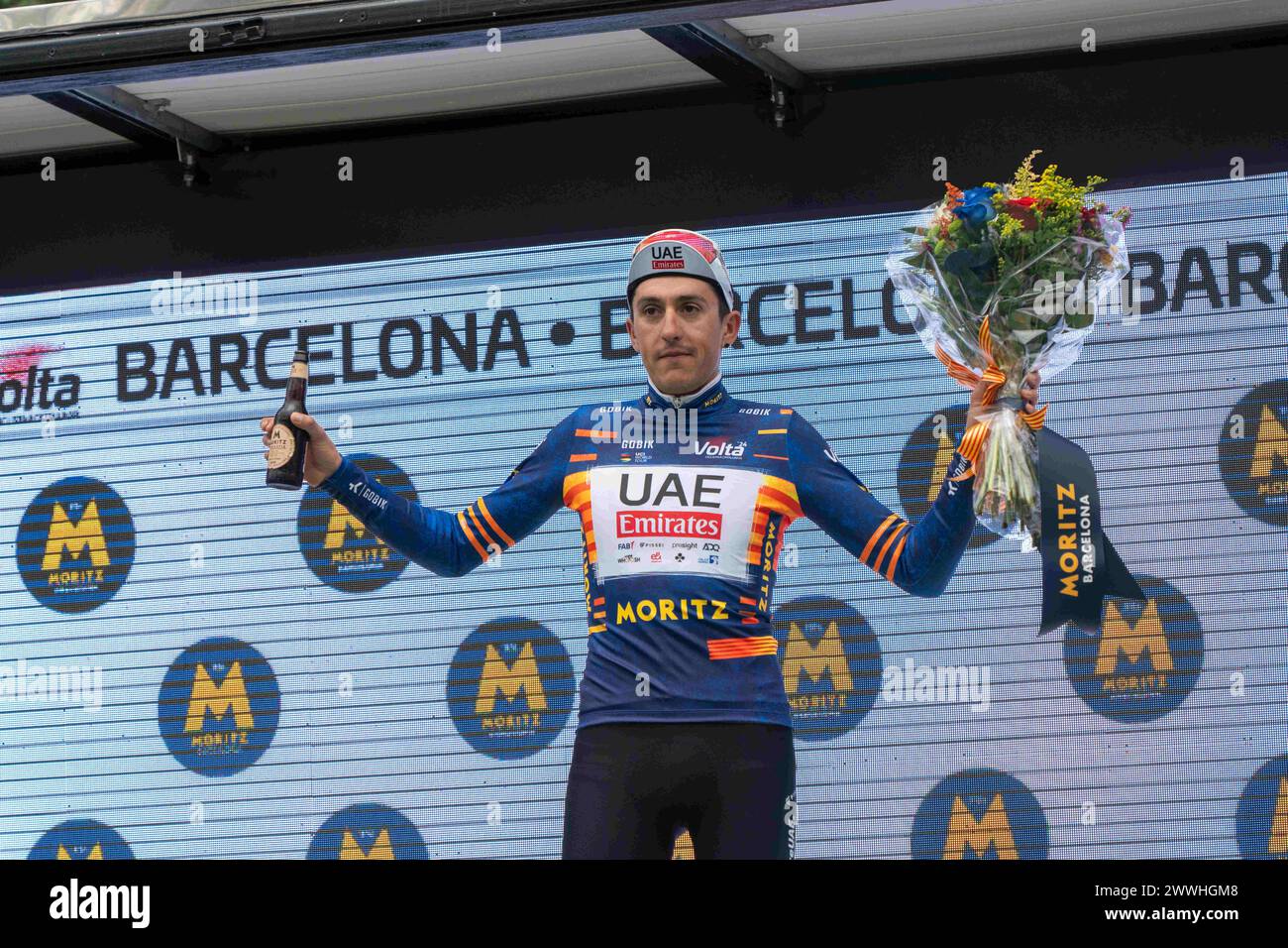 Barcelona, Spain. 24th Mar, 2024. Tadej Pogacar is proclaimed winner of ...