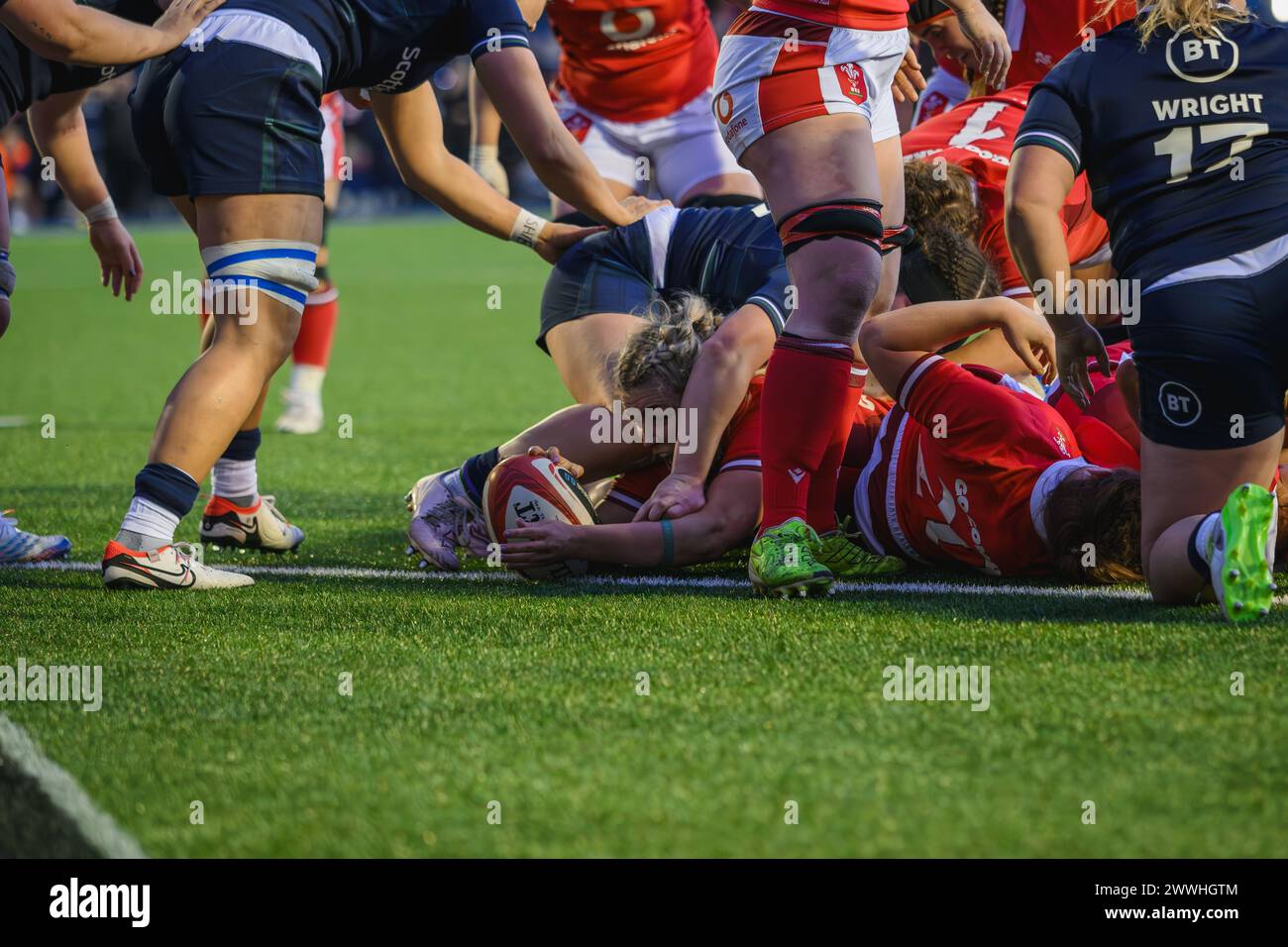 Cardiff, Wales. 23rd March 2024. Alex Callender scores try during the ...