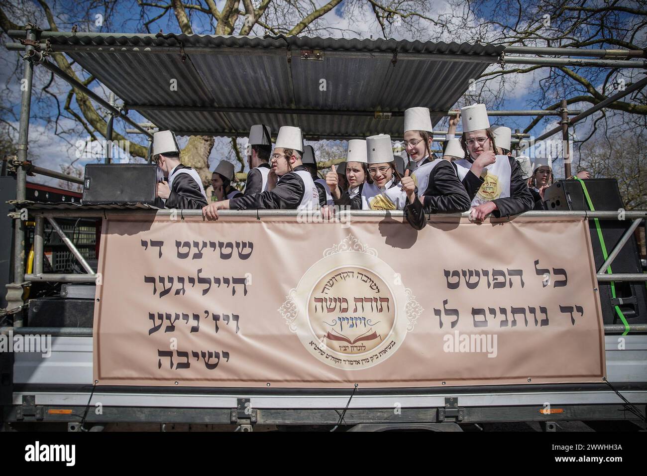 London, UK. 24th March, 2024. British Haredi Jews in north London ...