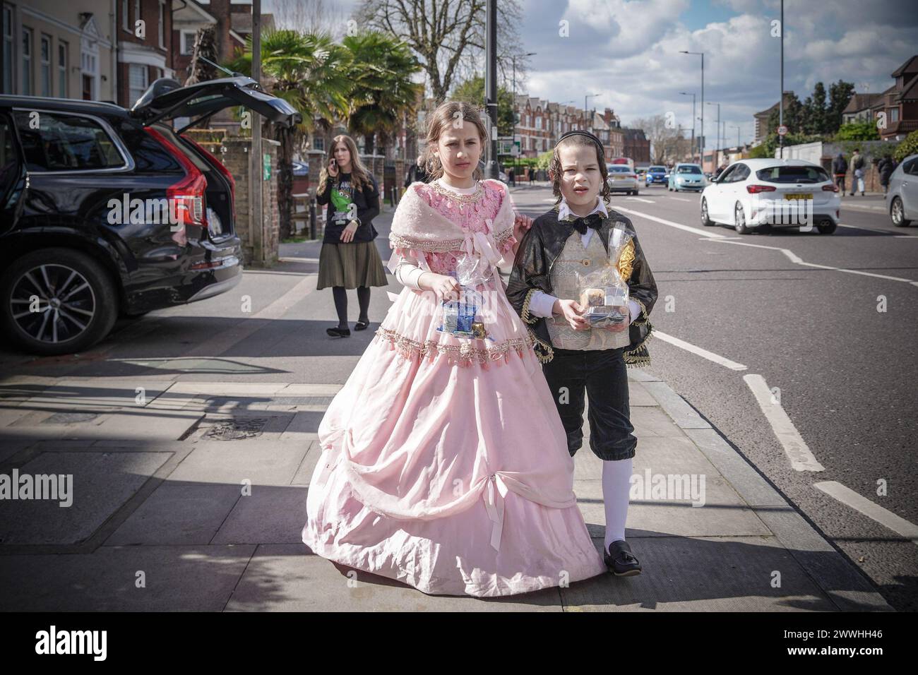 London, UK. 24th March, 2024. British Haredi Jews in north London ...
