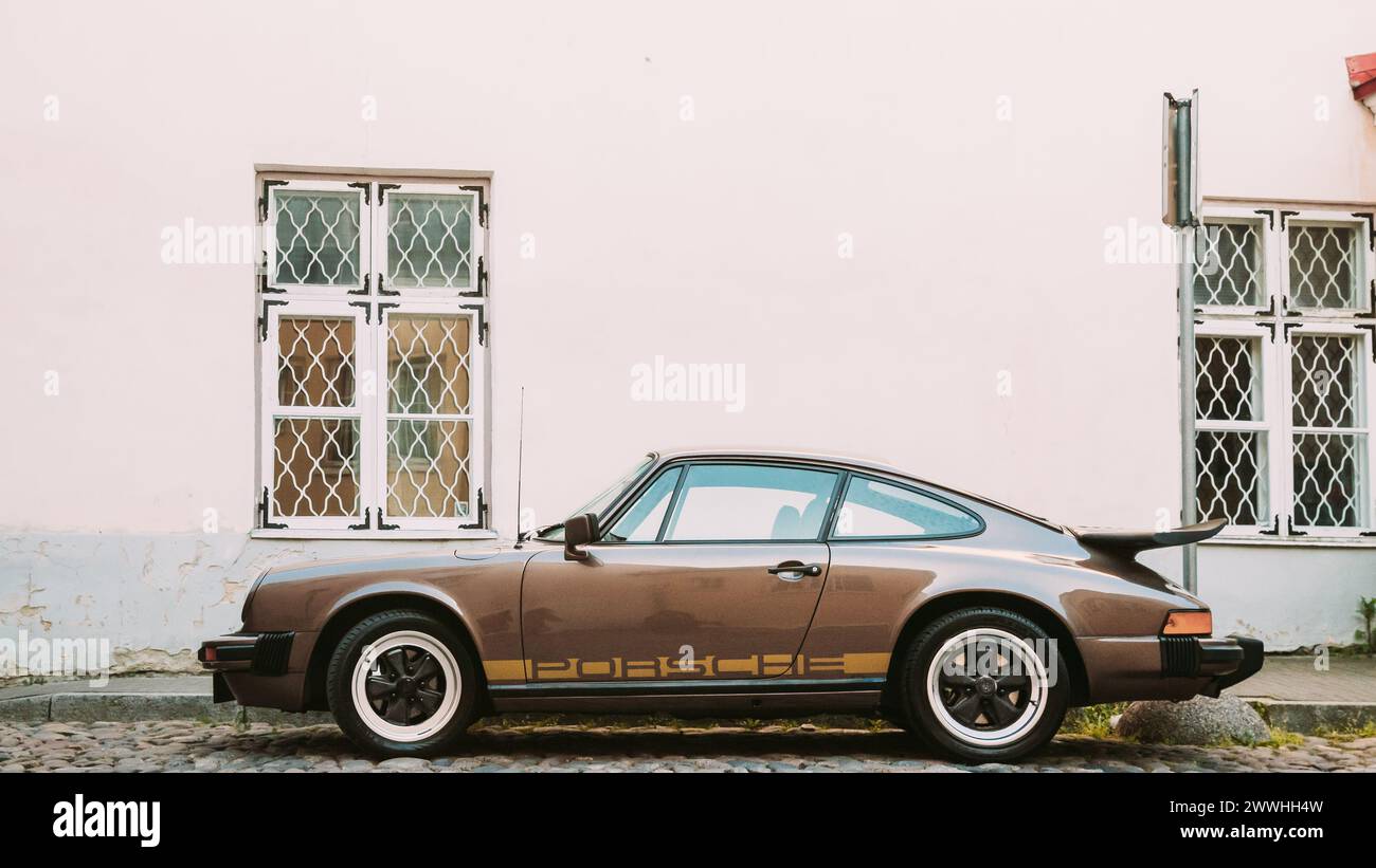 Side View Of Porsche 930 Car Parked In Old Narrow Street Stock Photo ...