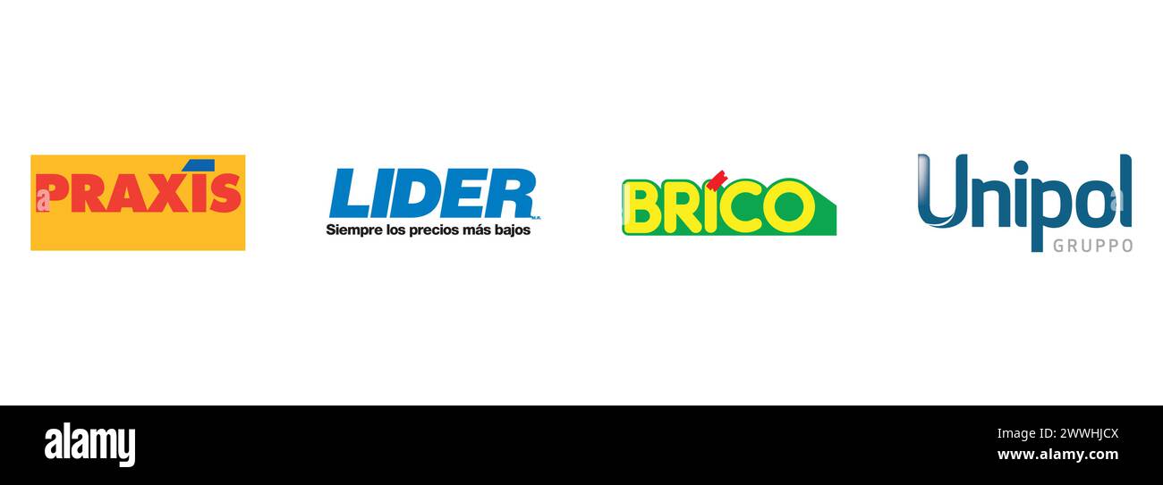 Unipol Gruppo, Brico, Lider, Praxis. Editorial vector logo collection ...