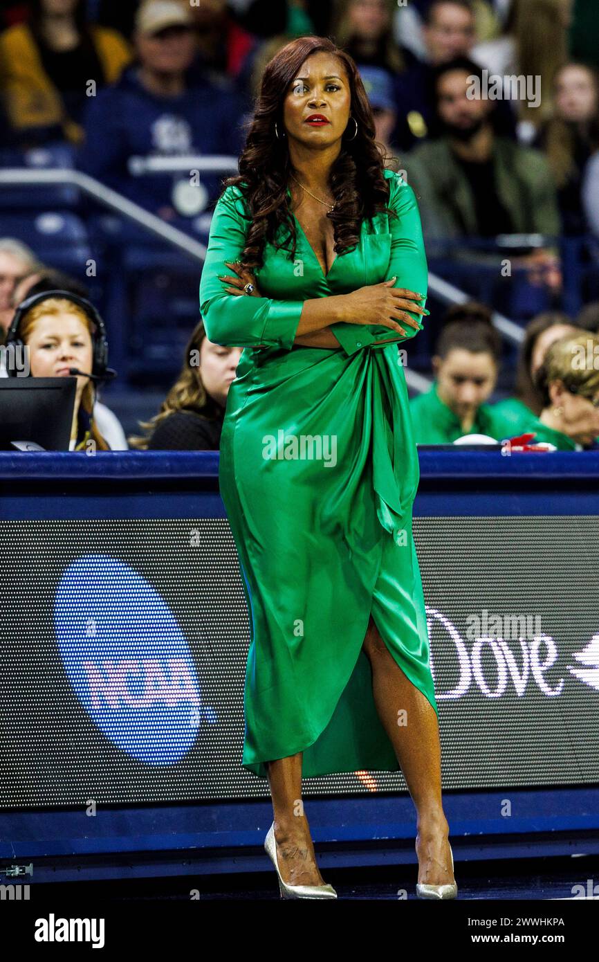 South Bend, Indiana, USA. 23rd Mar, 2024. Notre Dame head coach Niele Ivey during NCAA Women's ...