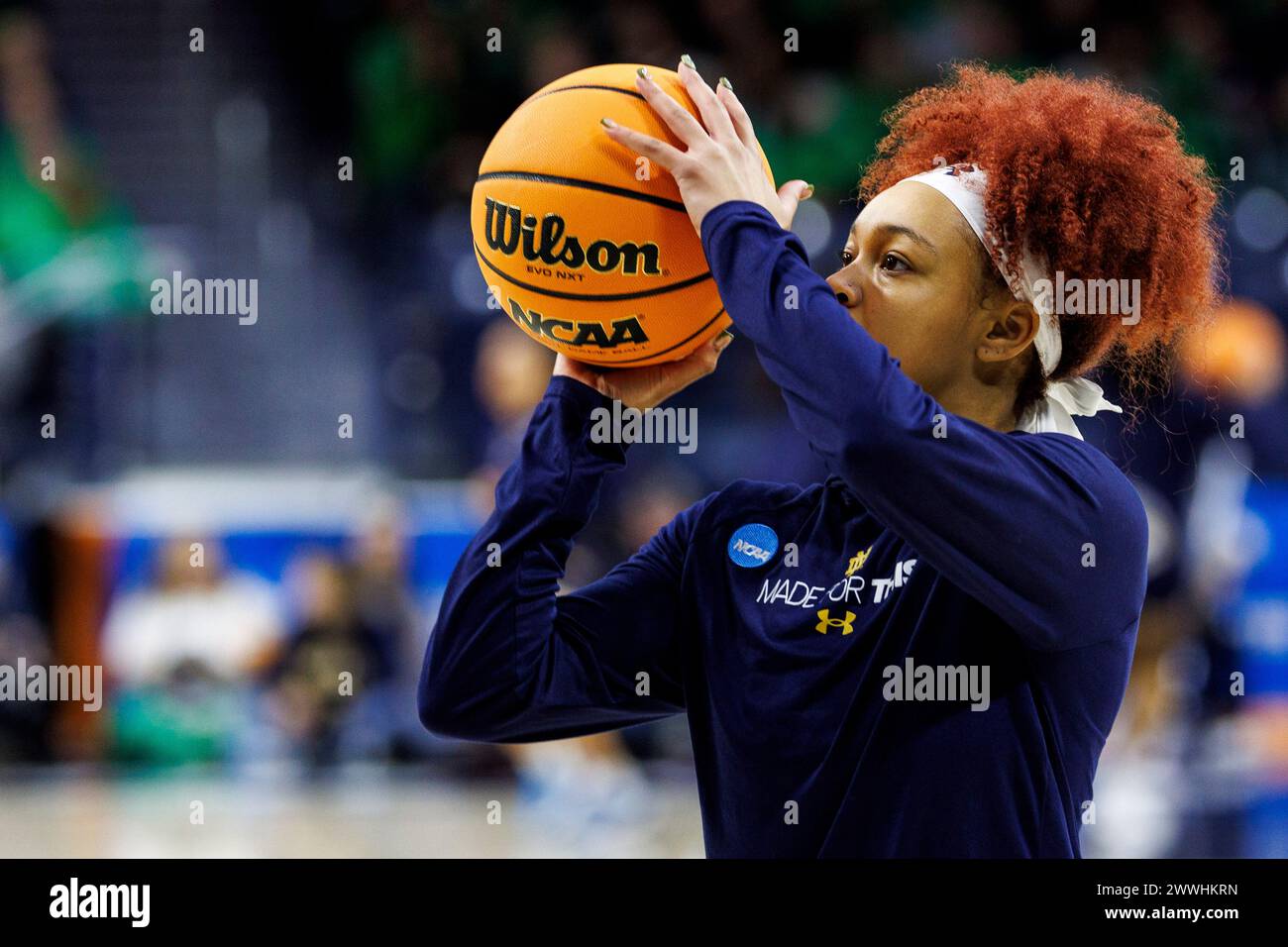 South Bend, Indiana, USA. 23rd Mar, 2024. Notre Dame guard Hannah Hidalgo (3) during pregame of ...