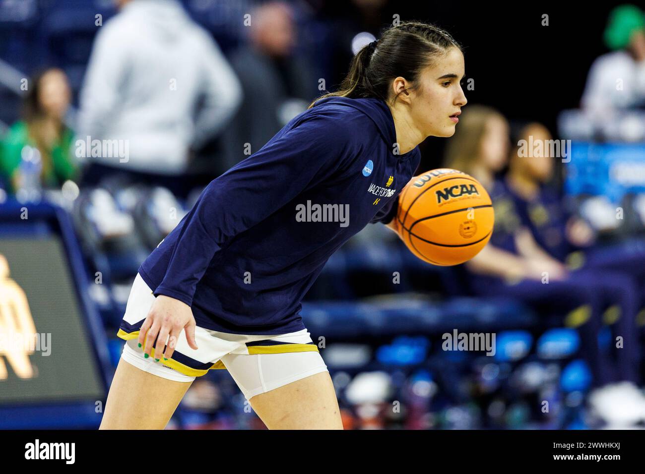 South Bend, Indiana, USA. 23rd Mar, 2024. Notre Dame guard Sonia Citron (11) during pregame of ...