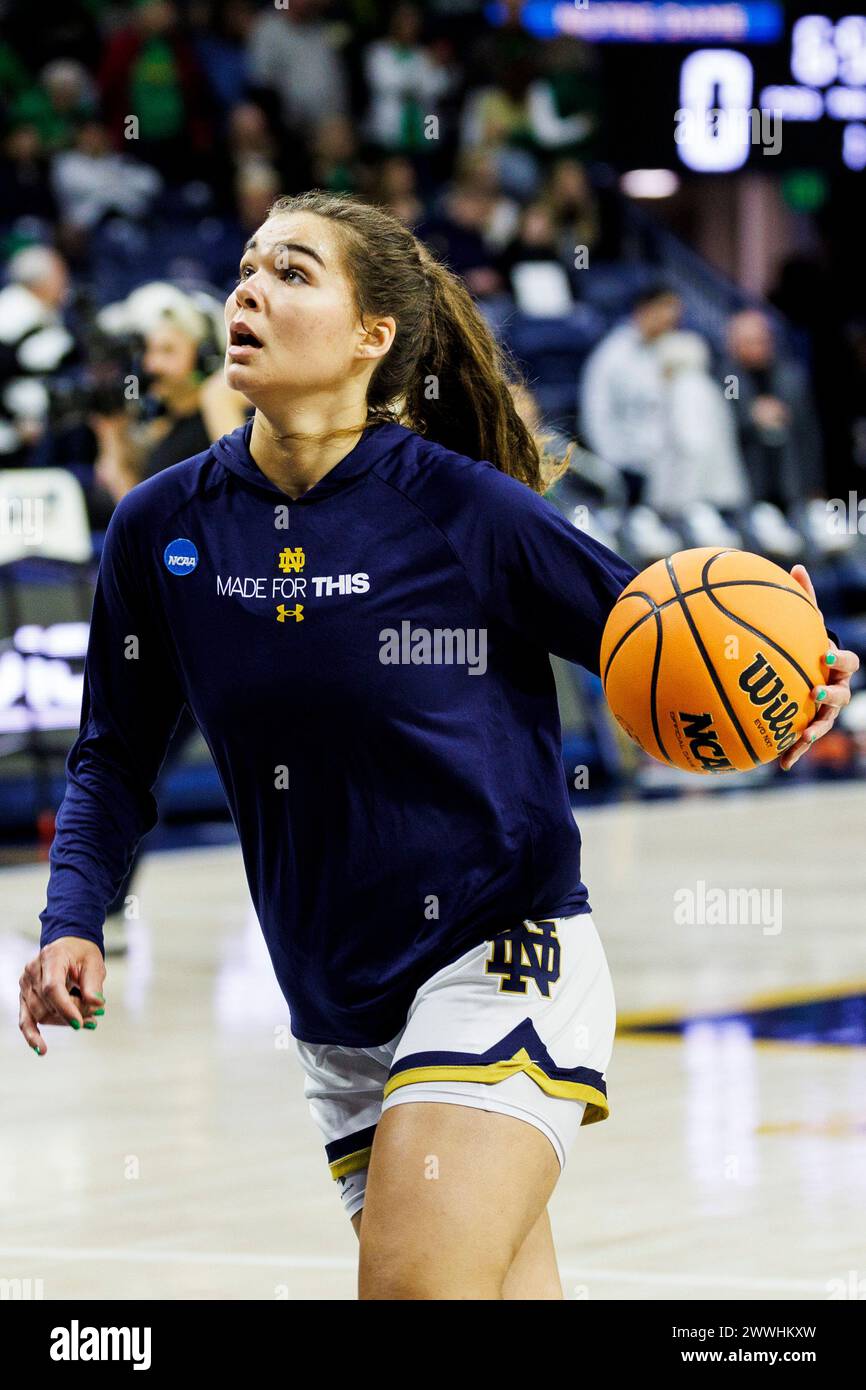 South Bend, Indiana, USA. 23rd Mar, 2024. Notre Dame forward Maddy Westbeld (21) during pregame ...