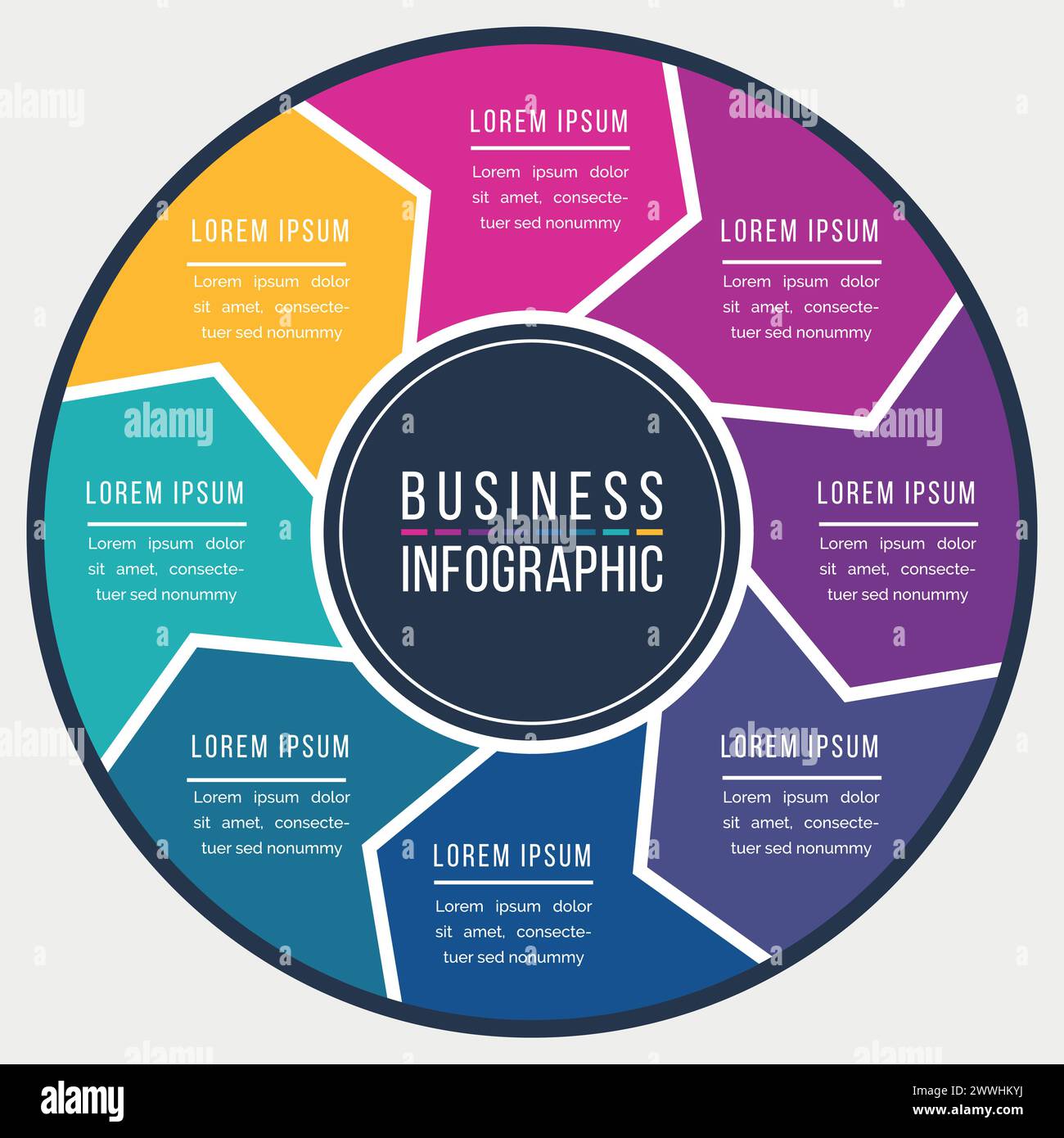 Infographic design circle 8 steps or options business information ...