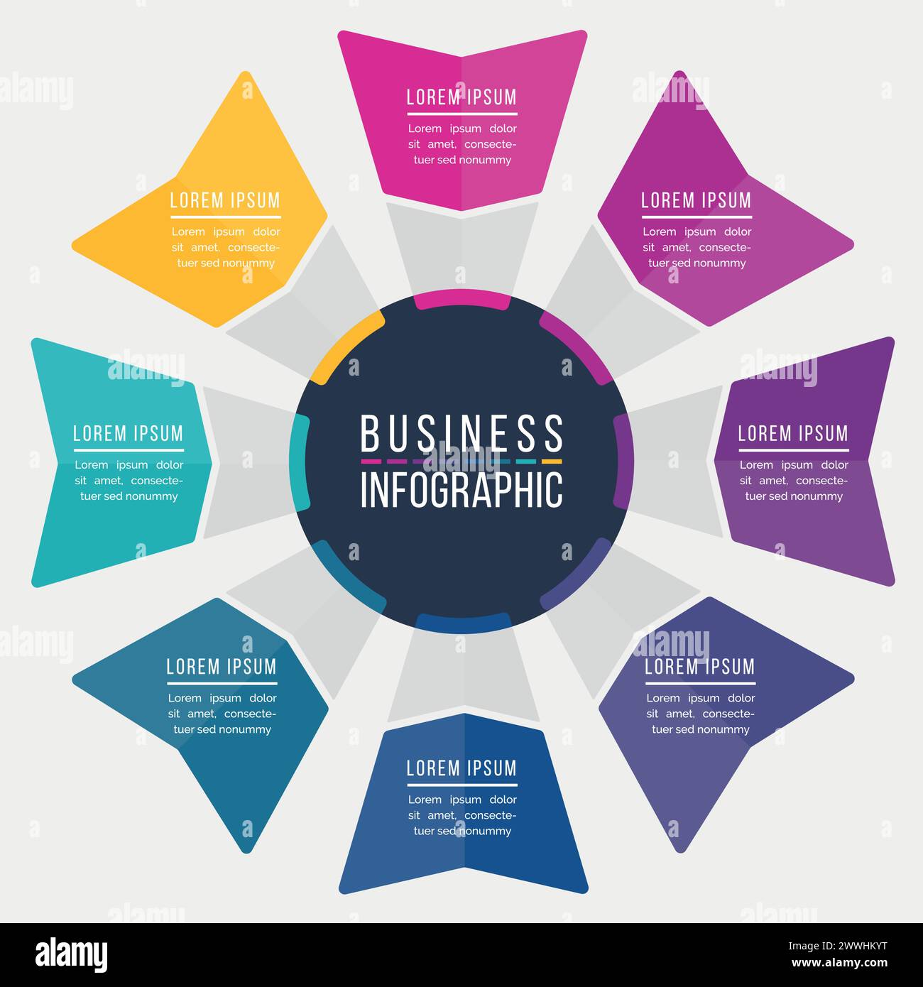 Infographic design circle 8 steps or options business information ...