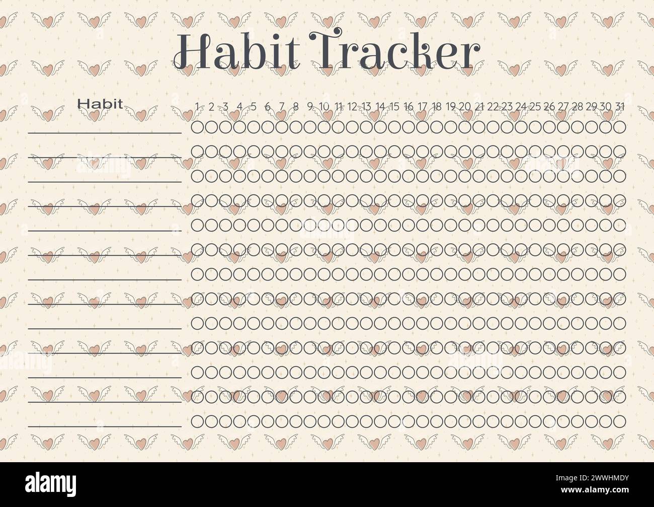 Beige habit tracker sheet design. Monthly planner blank template with ...