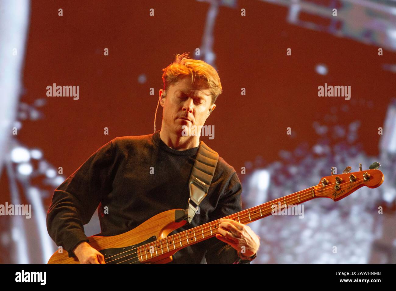 Bogota, Colombia. 21st Mar, 2024. William Cashion, the bassist of the ...