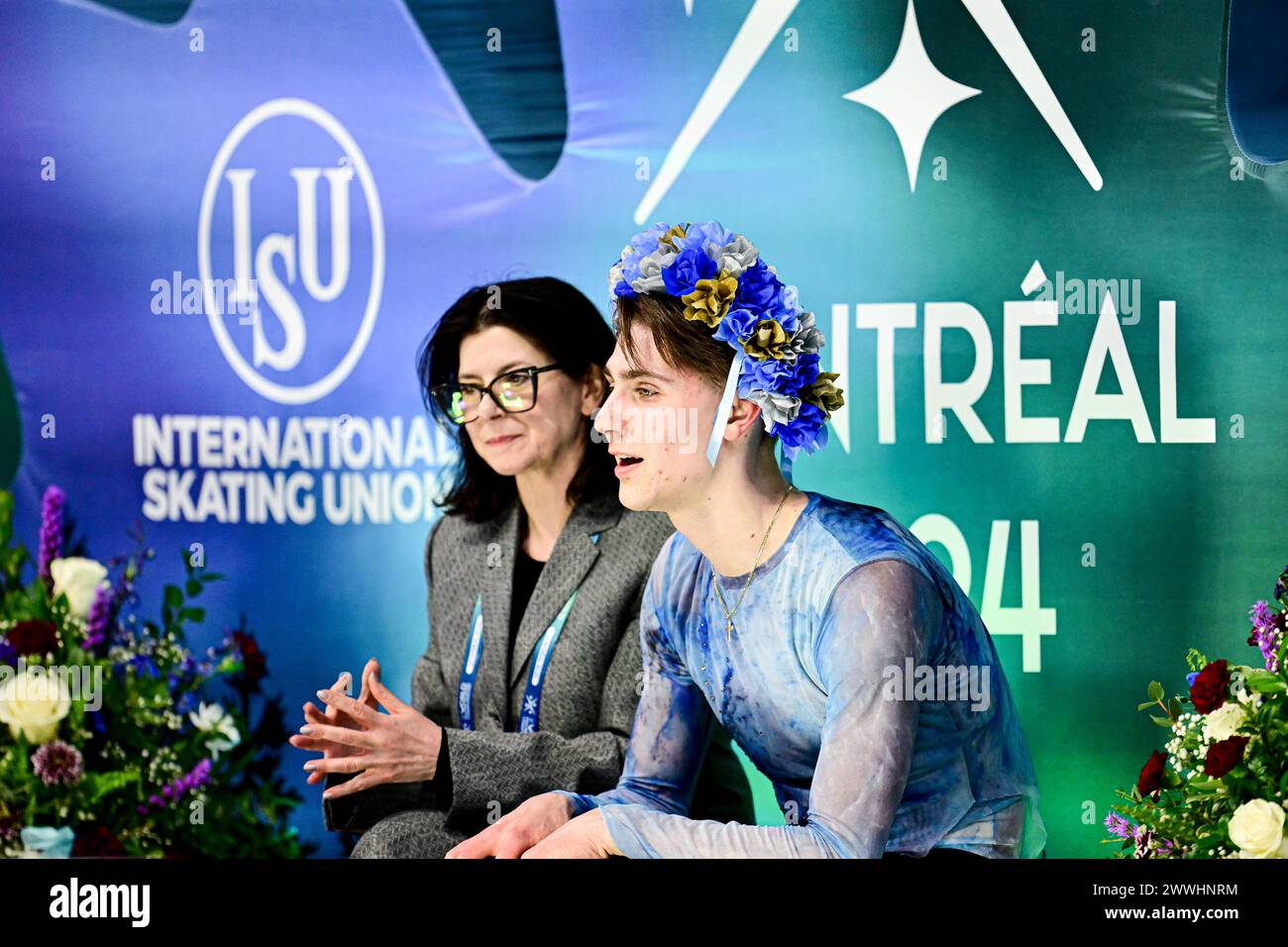 Roman SADOVSKY (CAN) at Kiss & Cry during Men Free Skating, at the ISU ...