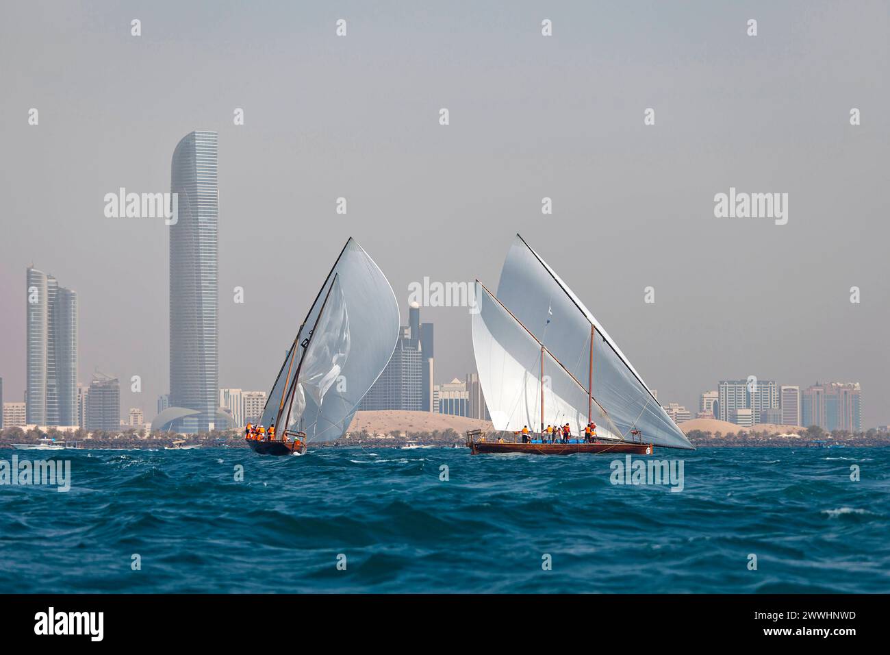 Traditional sailing dhows race back to Abu Dhabi at Ghanada Dhow ...