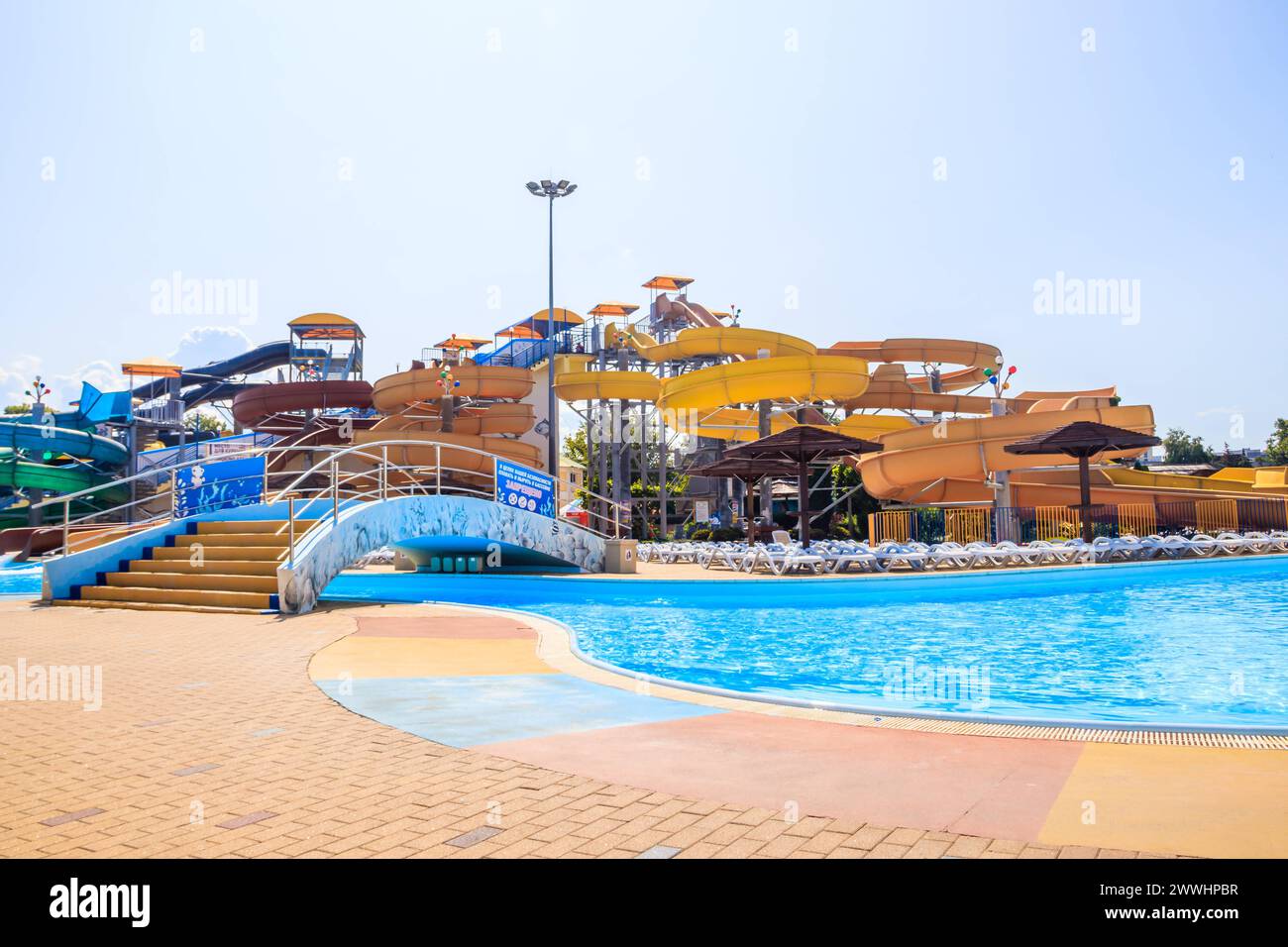 Aquapark . Family holiday. Clean pools. Slides into the water.. Russia ...