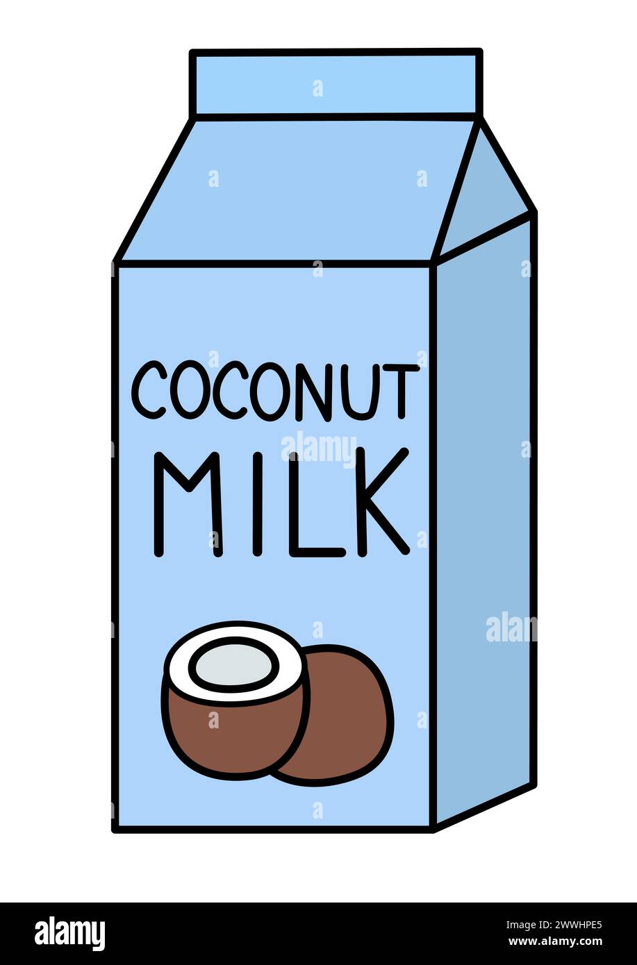 Coconut Vegan milk. Box Carton packaging. Vector flat illustration ...