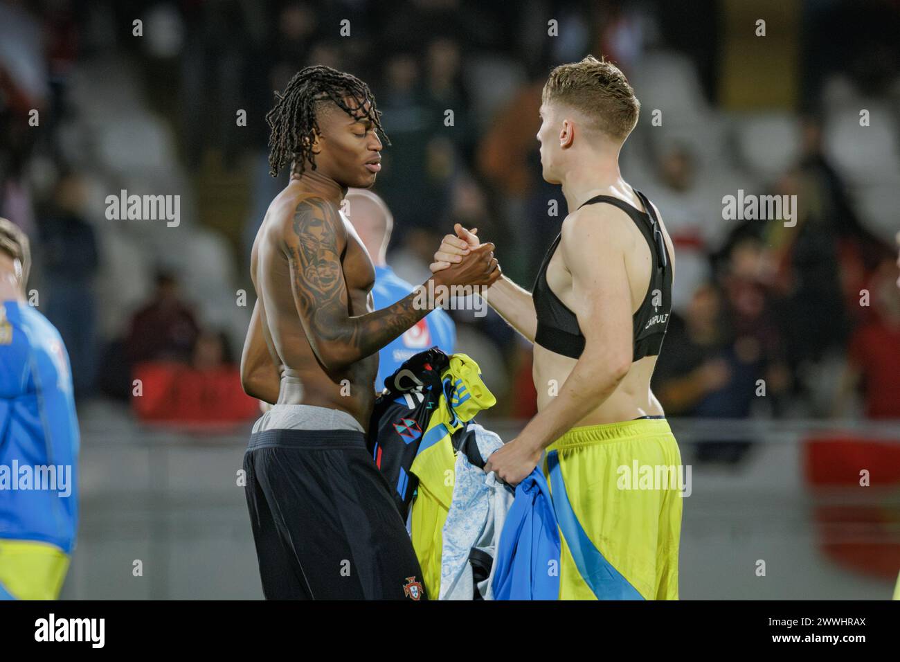 Guimaraes, Portugal - 03 21 2024: Rafael Leao, Viktor Gyokeres during ...