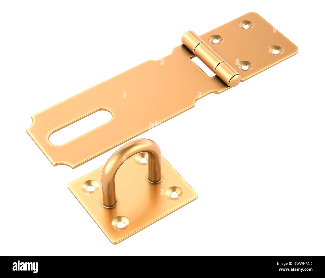Hasp door latch, 3D rendering isolated on white background Stock Photo ...