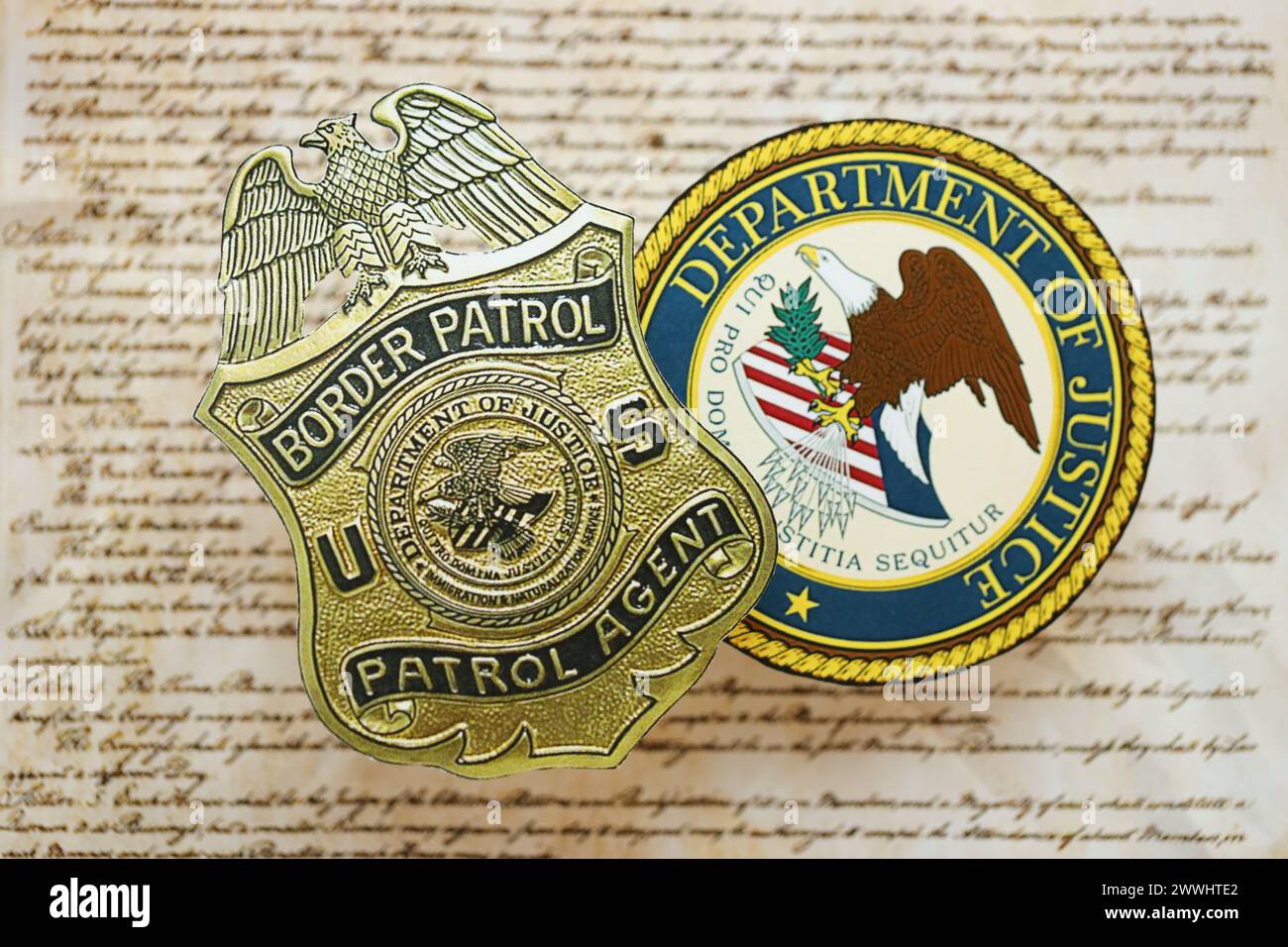 KYIV, UKRAINE - MARCH 9, 2024 US Border Patrol Agent badge and ...