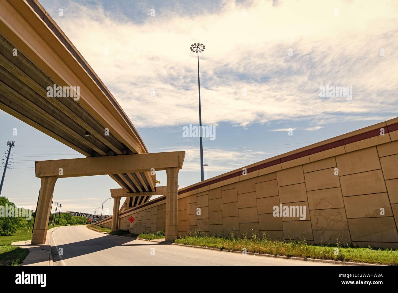 flyover architecture of transport system. bridge overpass on highway ...