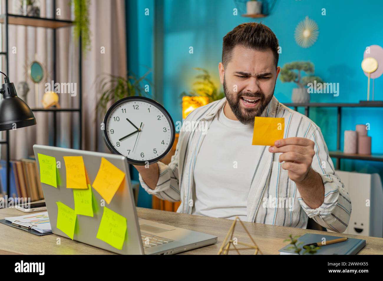 Tired exhausted fatigue business man office employee manager sits in ...