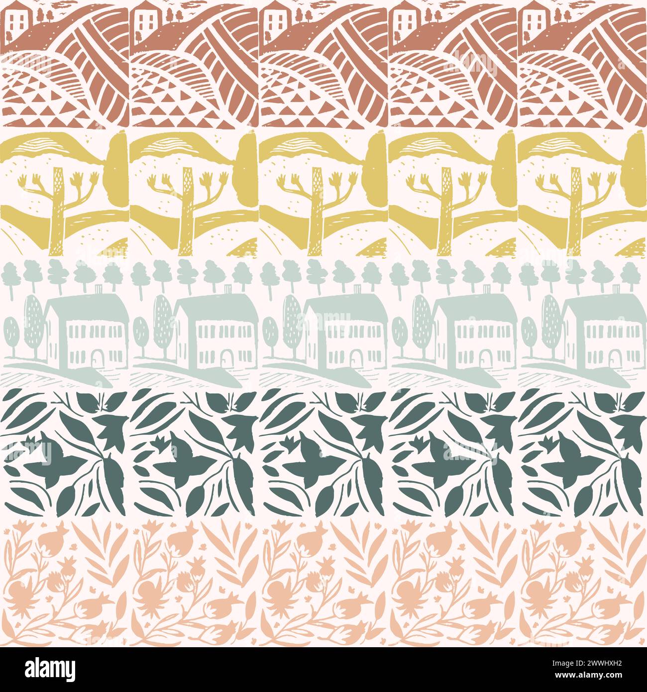 Modern vector pattern with pretty floral drawing motifs . Decorative ...