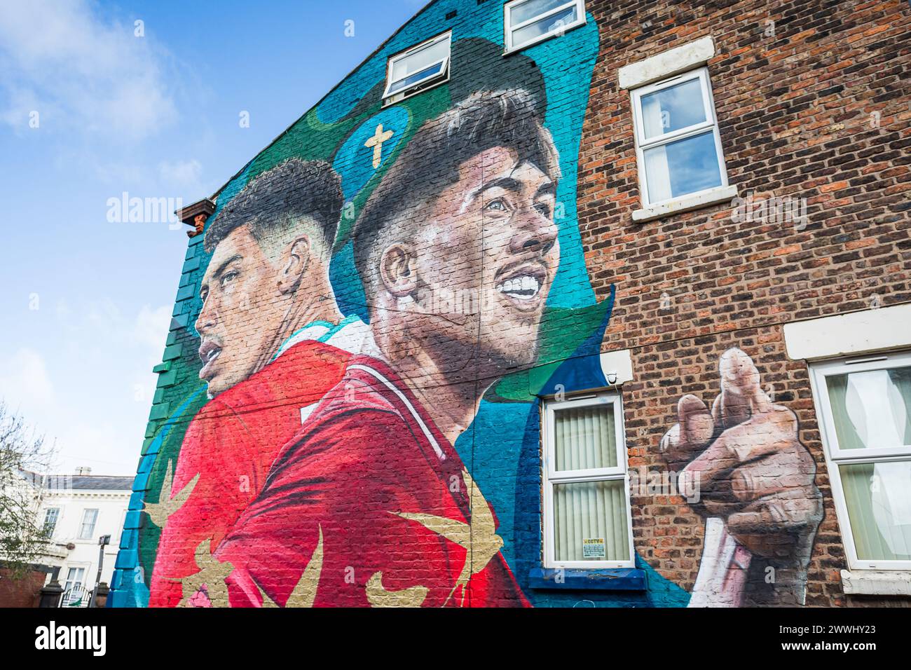 Mural of former Liverpool FC striker Bobby Firmino pictured near ...